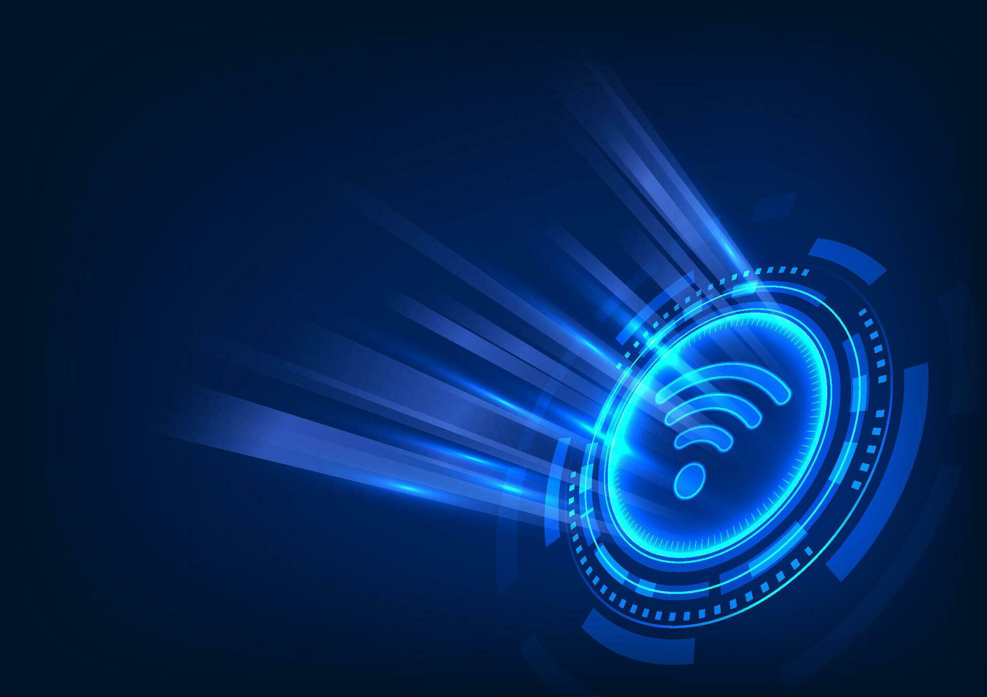 Wifi technology background inside high tech digital circle Wi-Fi concept using waves to transmit ...