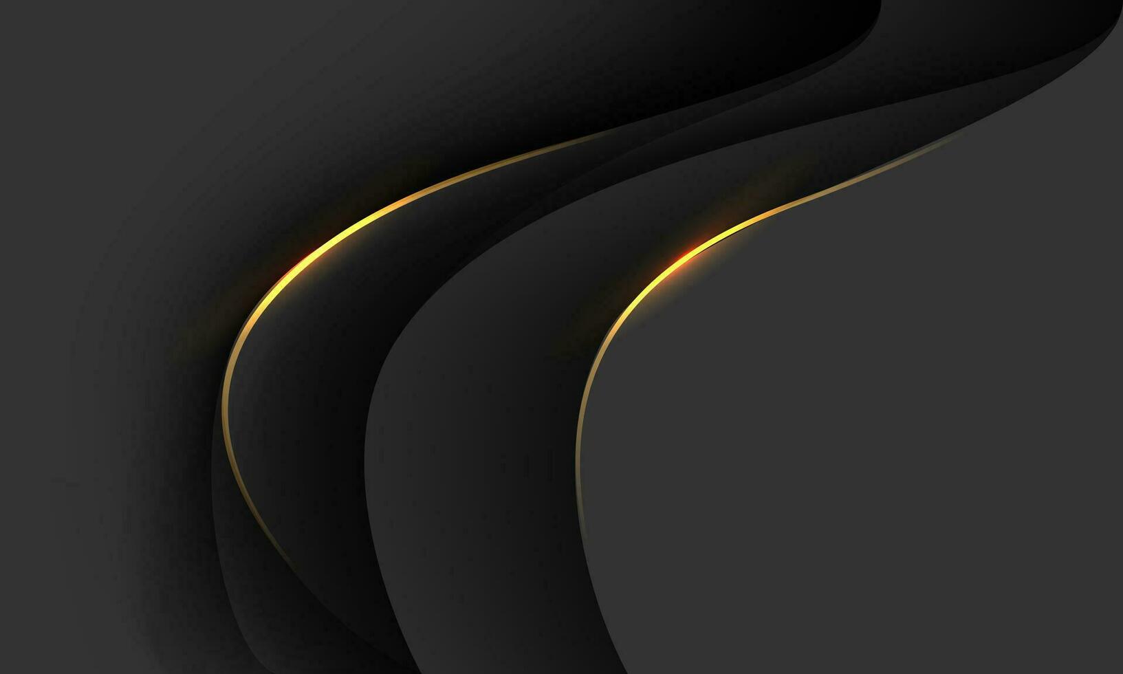 Abstract Gold Line Curve On Black Shadow Overlap Design Modern