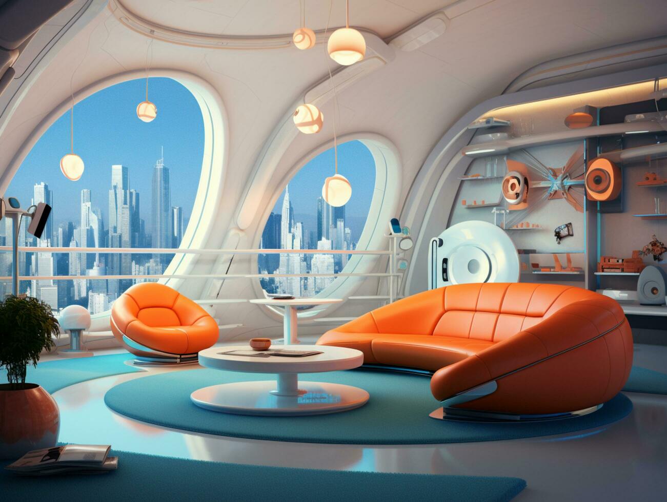 AI generated Modern Living Room Futuristic Interior AI Generative ...