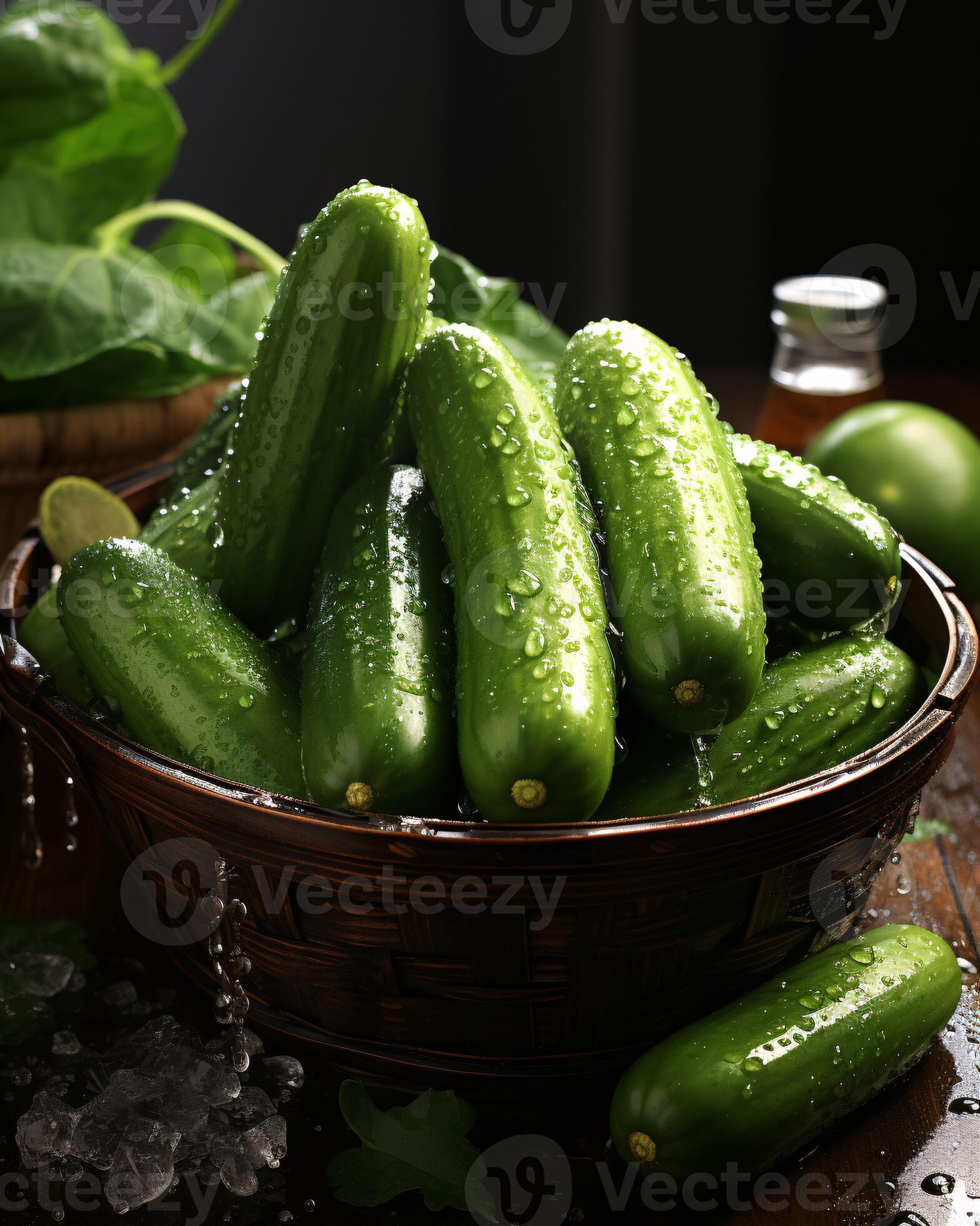 AI generated Fresh Cucumber with Water Droplets. Generative AI 36471514 Stock Photo at Vecteezy