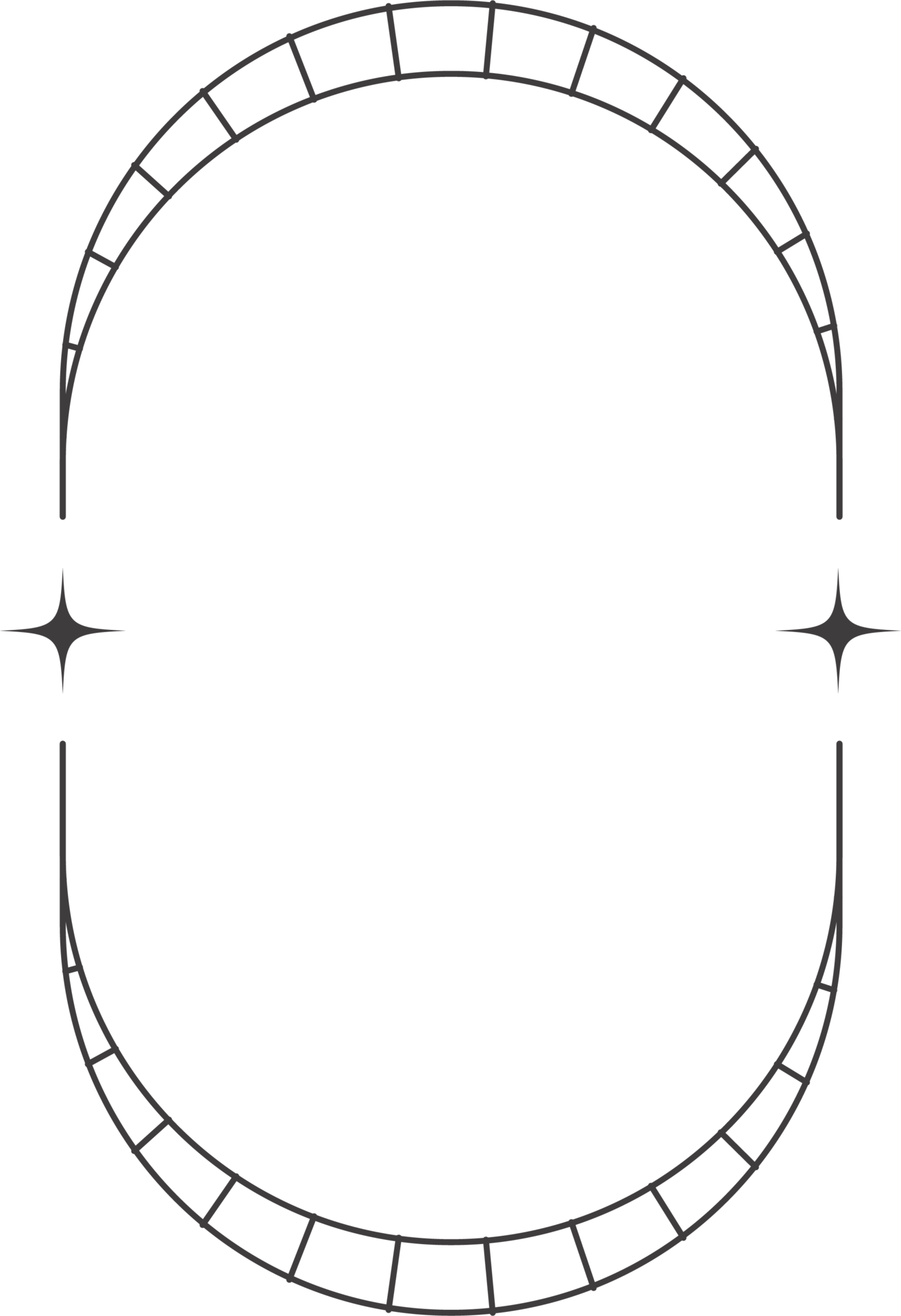 Aesthetic Frame And Shape With Stars Minimal Y2k Outline Graphic