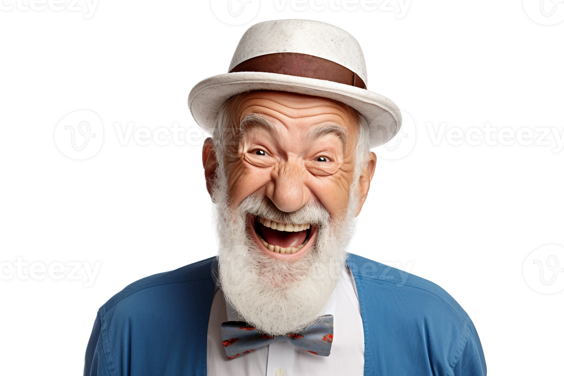 AI generated Happy Old Man with a Kind Expression on a Transparent Background. 36473355 PNG