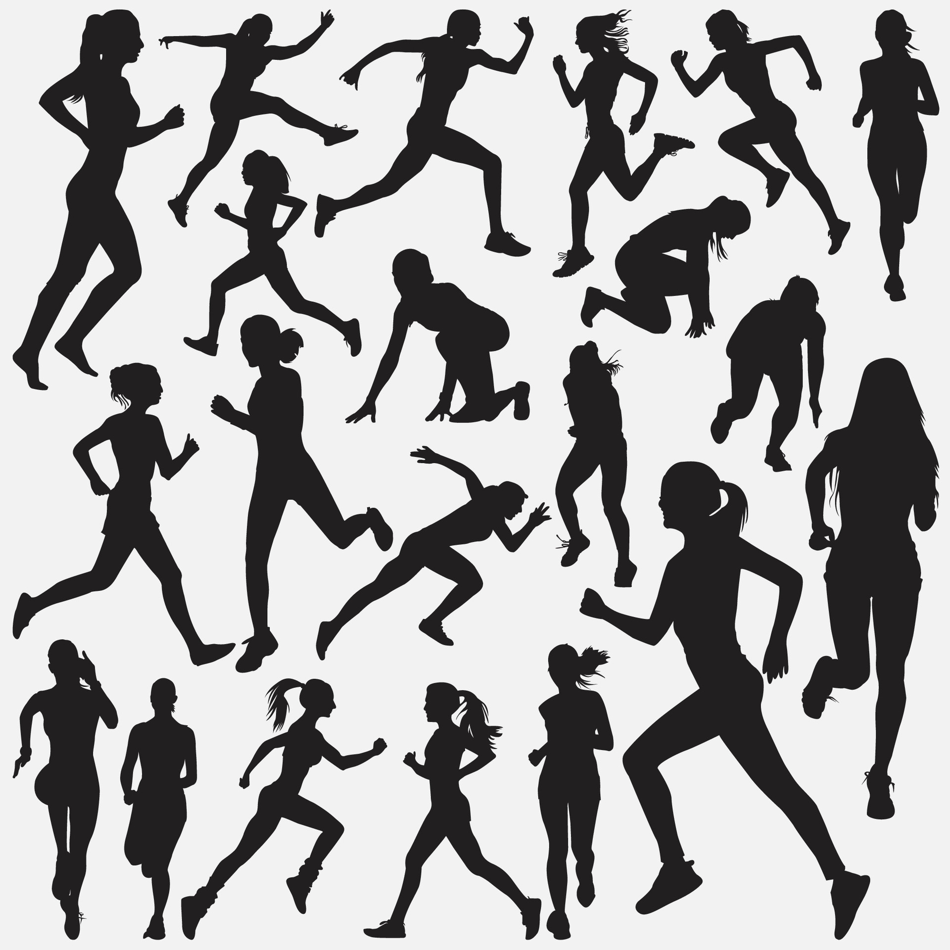 running woman silhouette set 36476396 Vector Art at Vecteezy