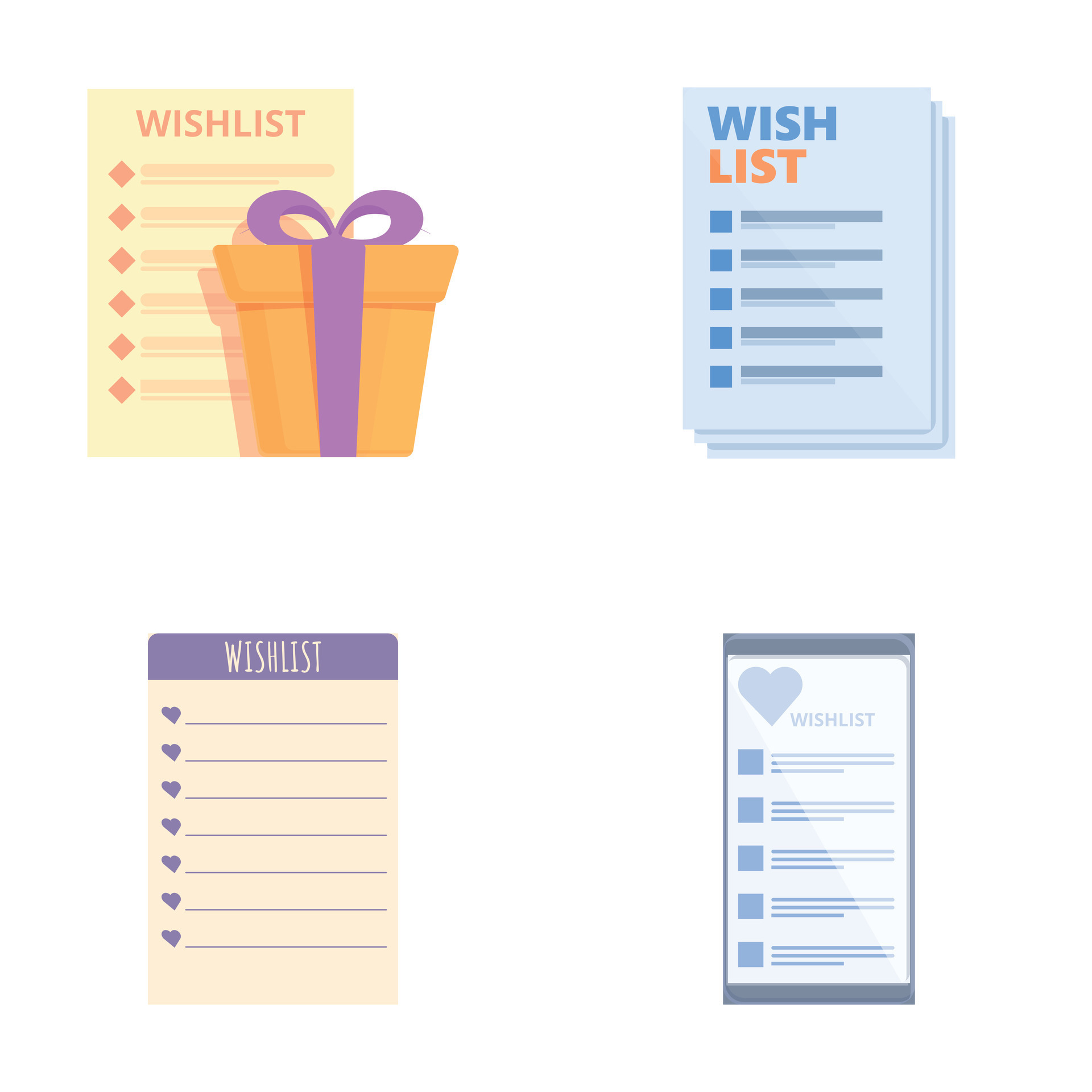 Wishlist icons set cartoon vector. Wishlist favorite product 36479549 ...