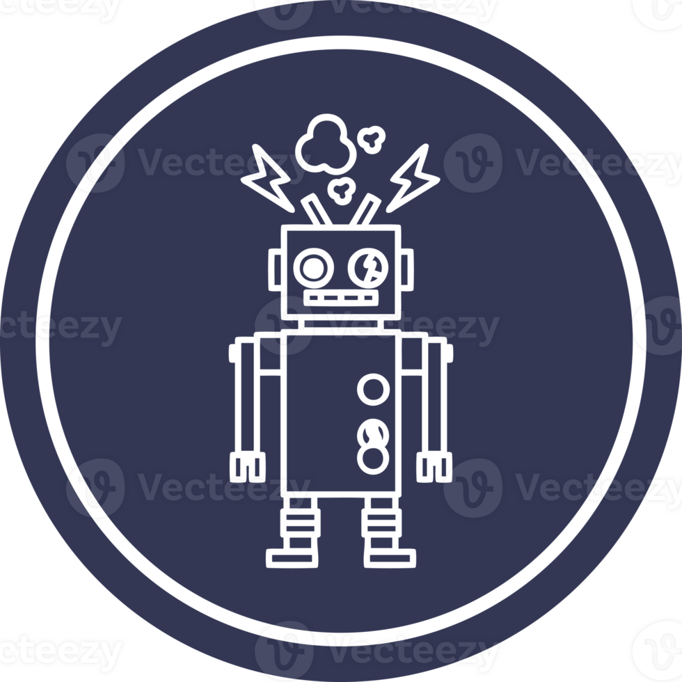 Malfunctioning Robot Circular Icon 36483797 Png