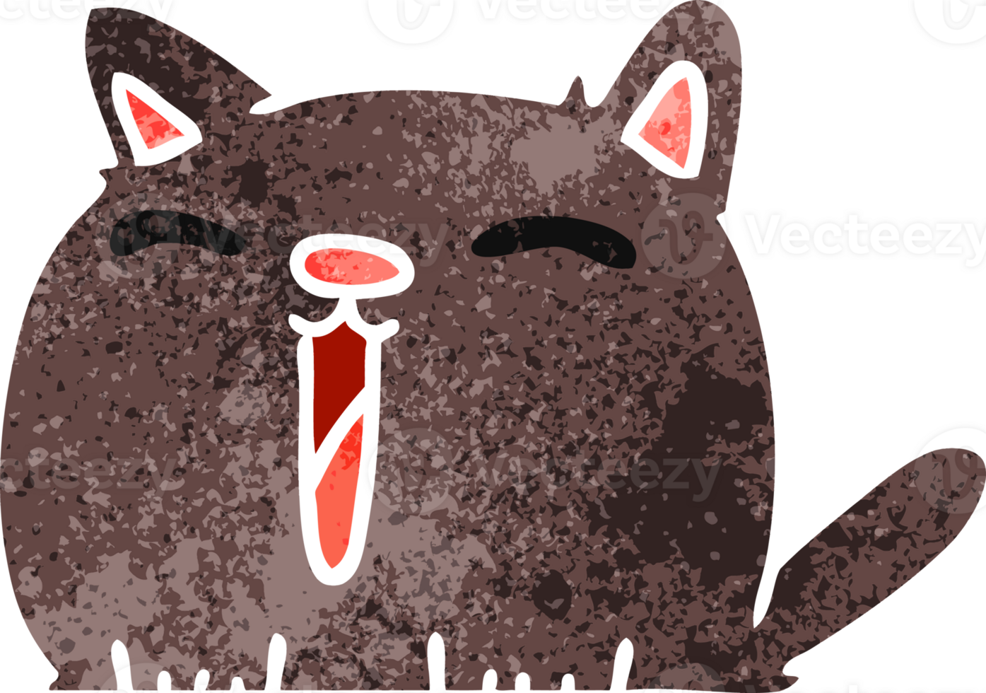 Dibujos Animados Retro De Lindo Gato Kawaii 36483801 Png