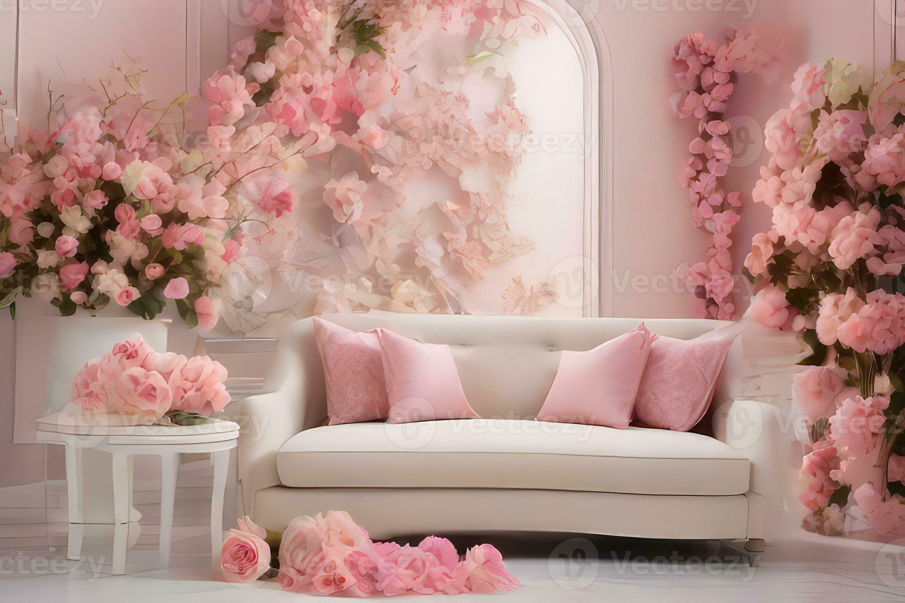 AI generated Whimsical Indoor Wedding Backdrop with Flowers 36484829 ...