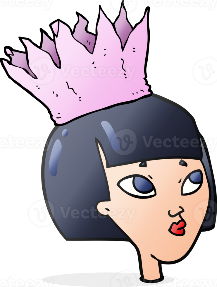Cartoon Woman Wearing Paper Crown 36484868 Png