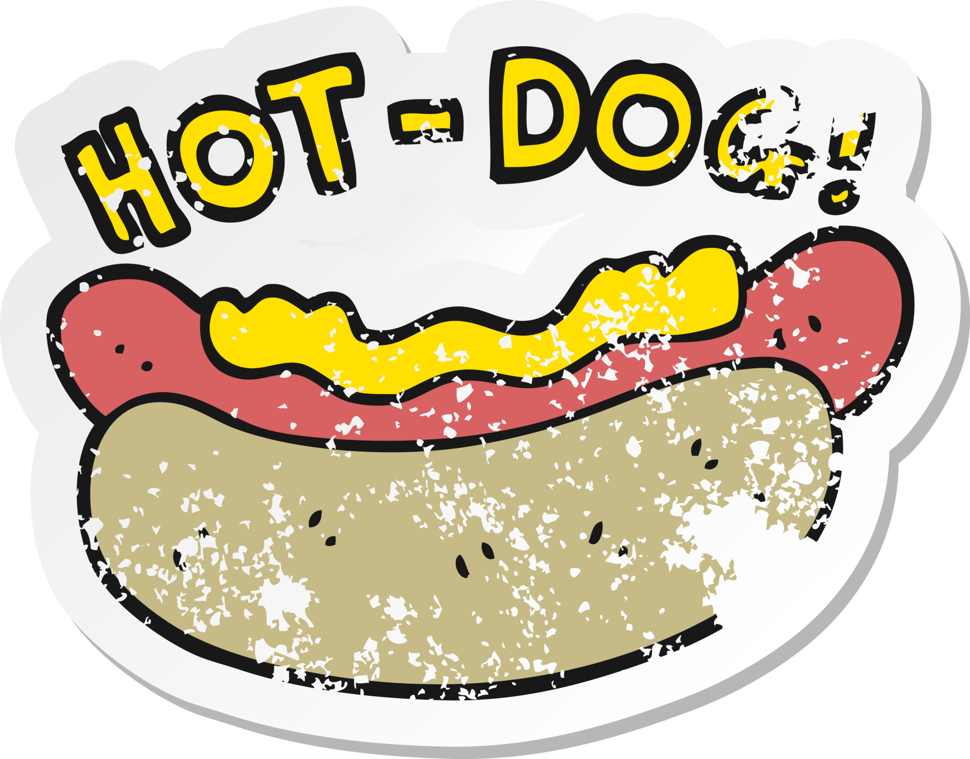 Pegatina Retro Angustiada De Un Perrito Caliente De Dibujos Animados 36484949 Png