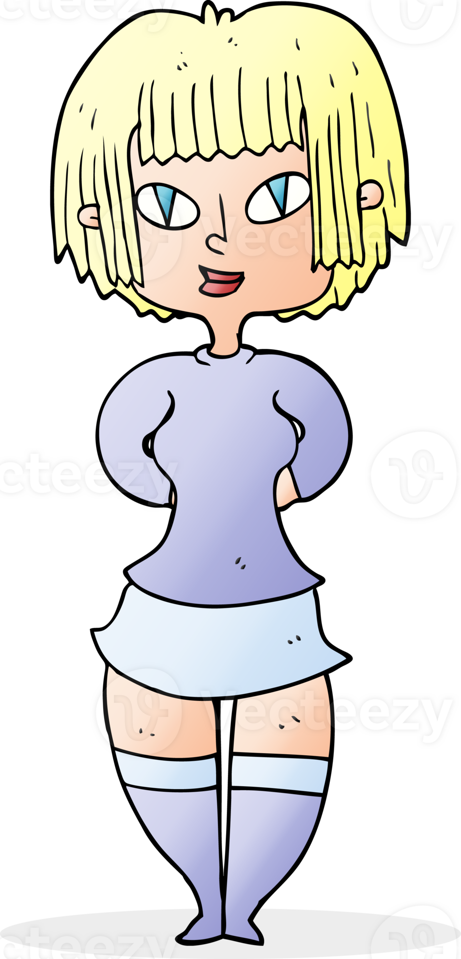 Freehand Drawn Cartoon Happy Woman 36492479 Png