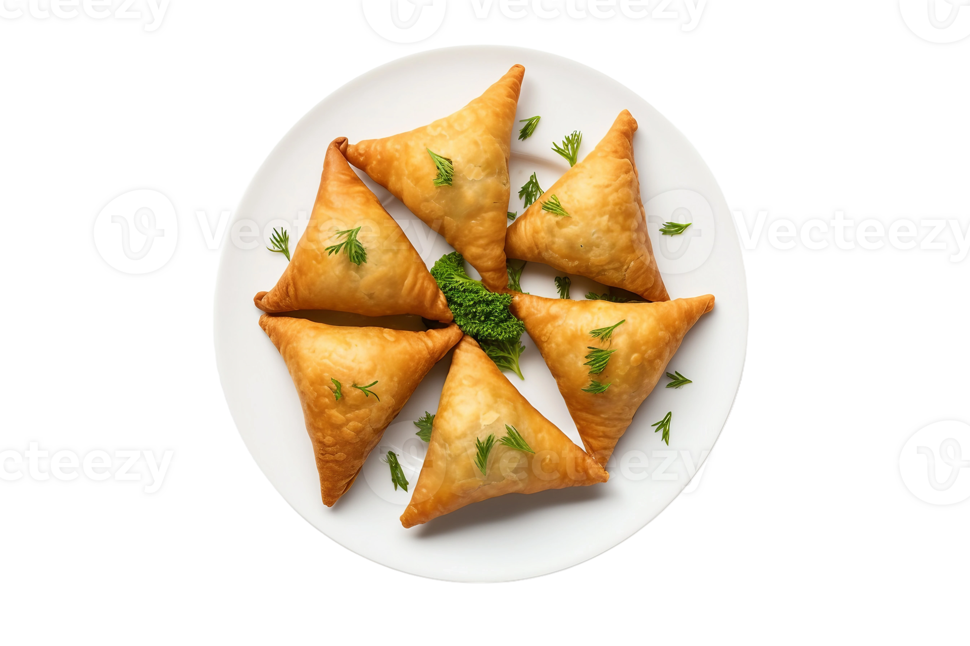 AI generated Crispy Samosas with Savory Filling on a White Plate ...