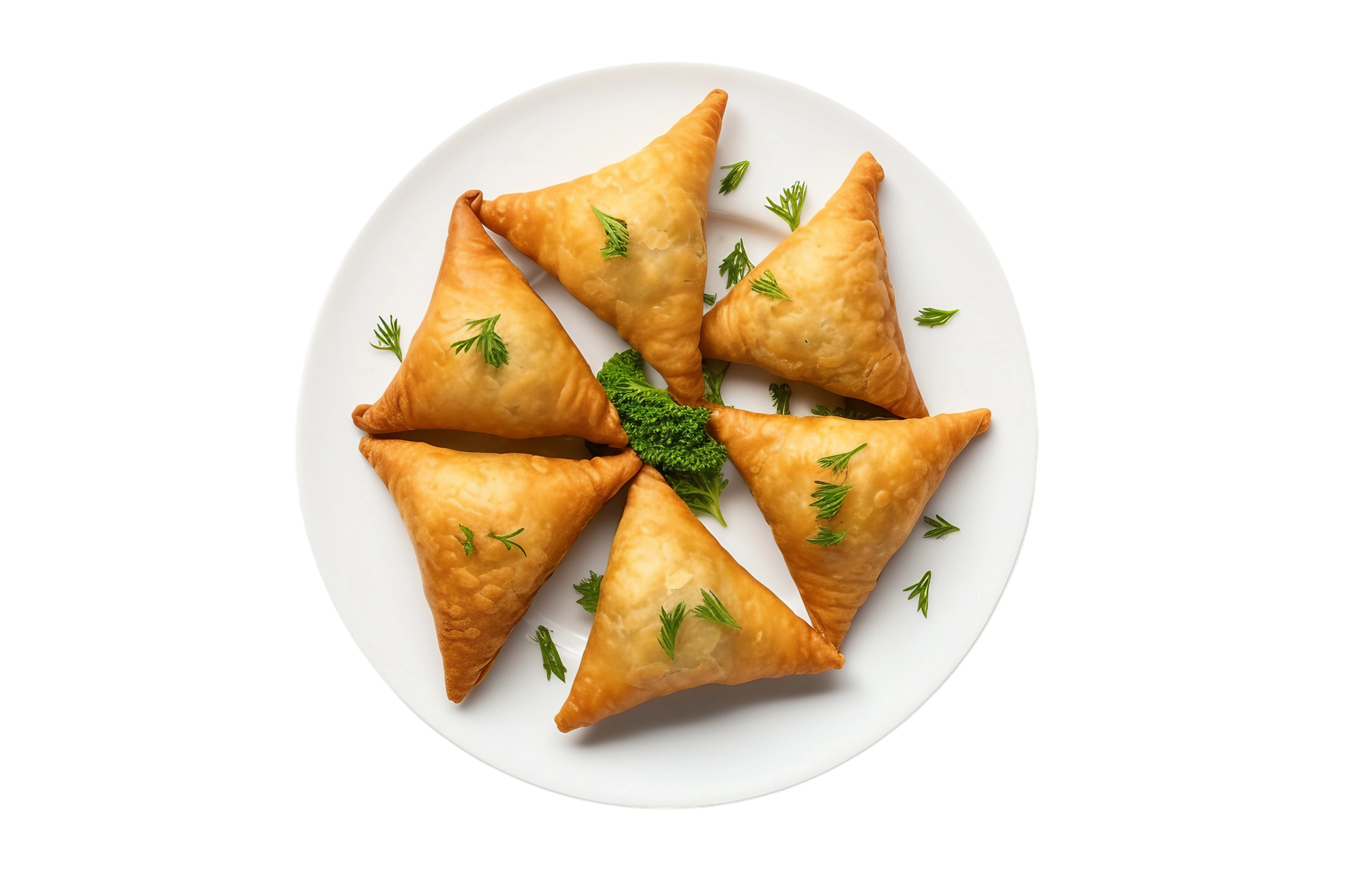 AI generated Crispy Samosas with Savory Filling on a White Plate ...