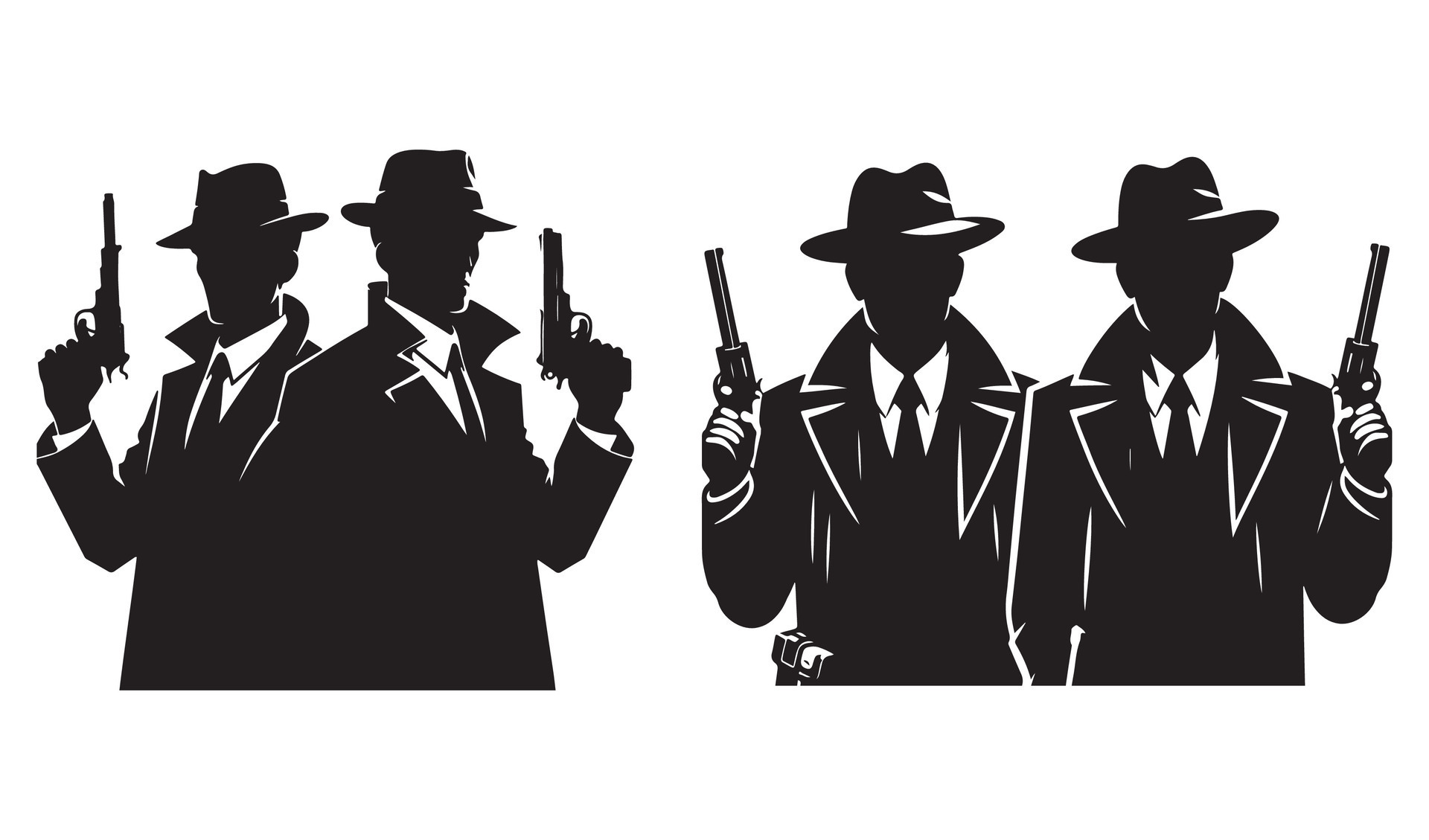 Mafia Silhouette Vector Detective Silhouette Vector Isolated On White Background 36512871 Vector