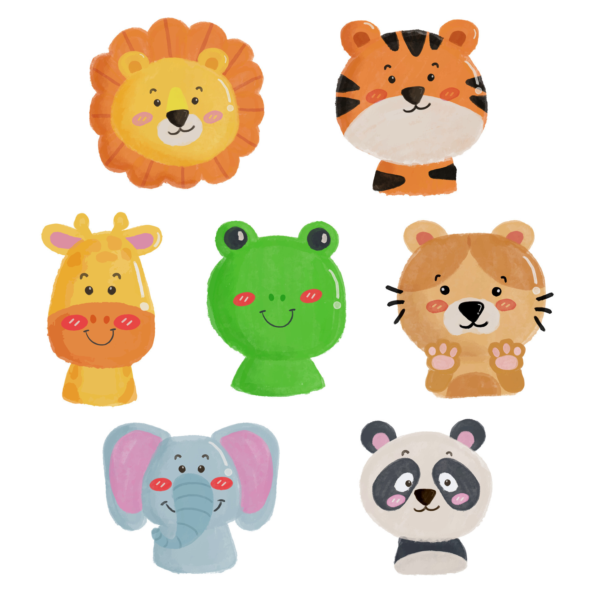 Cute Watercolor Wild Animals Element Set 36518165 Vector Art at Vecteezy