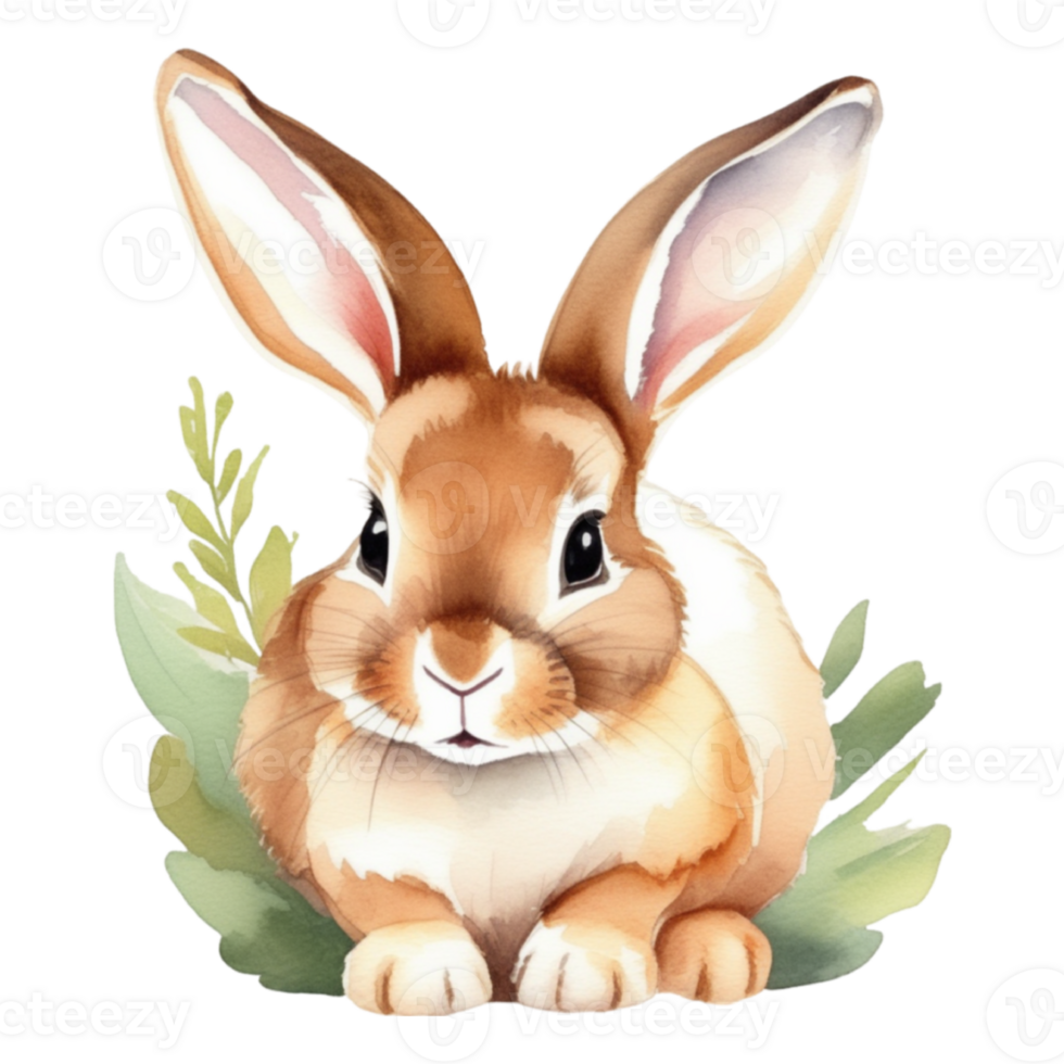 Cute rabbit watercolor illustration clipart 36518410 PNG