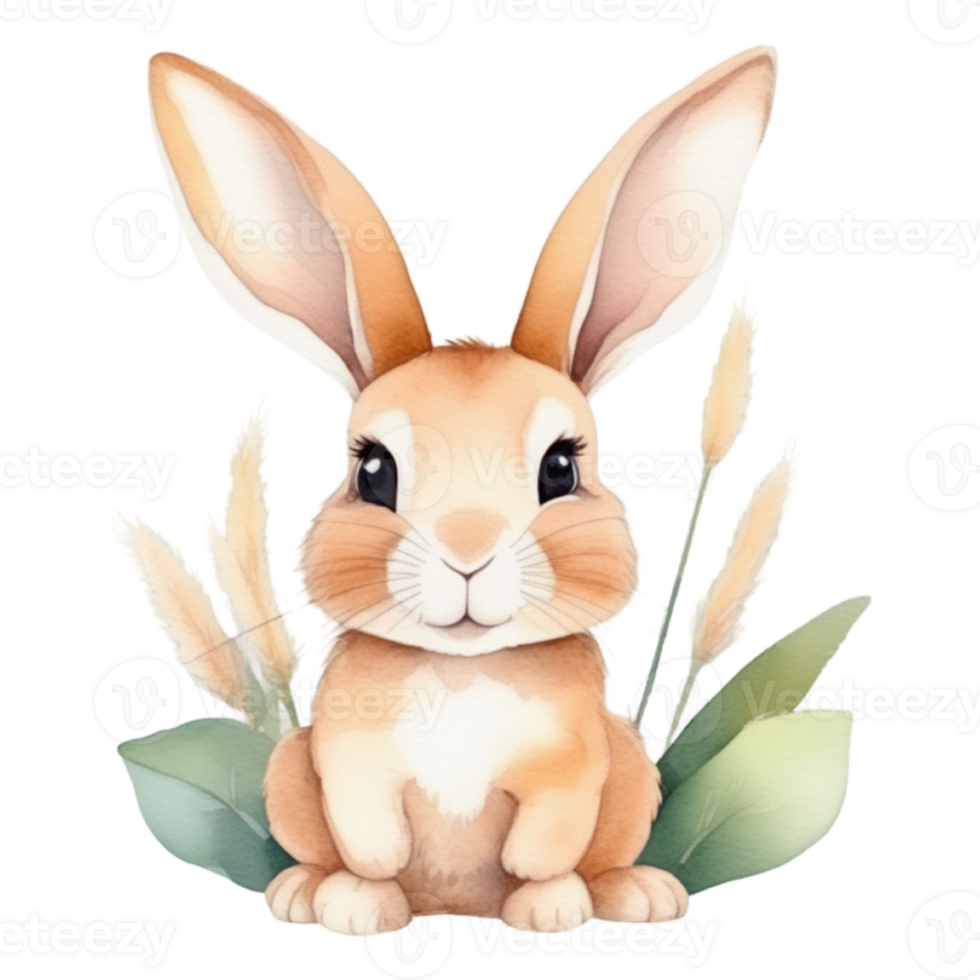 Cute rabbit watercolor illustration clipart 36518413 PNG