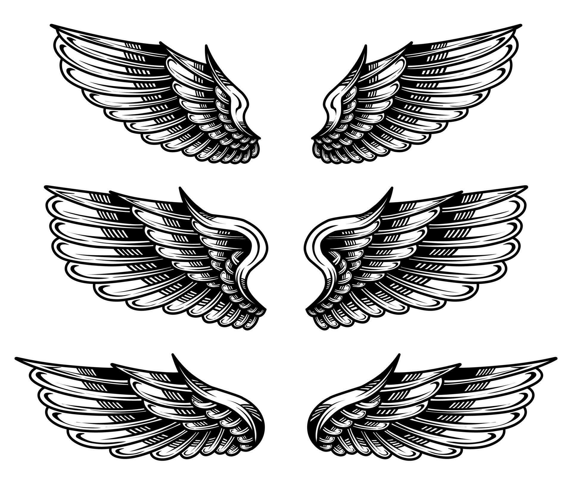 Vector Set Of Vintage Angel Wings Tattoos 36528436 Vector Art At Vecteezy
