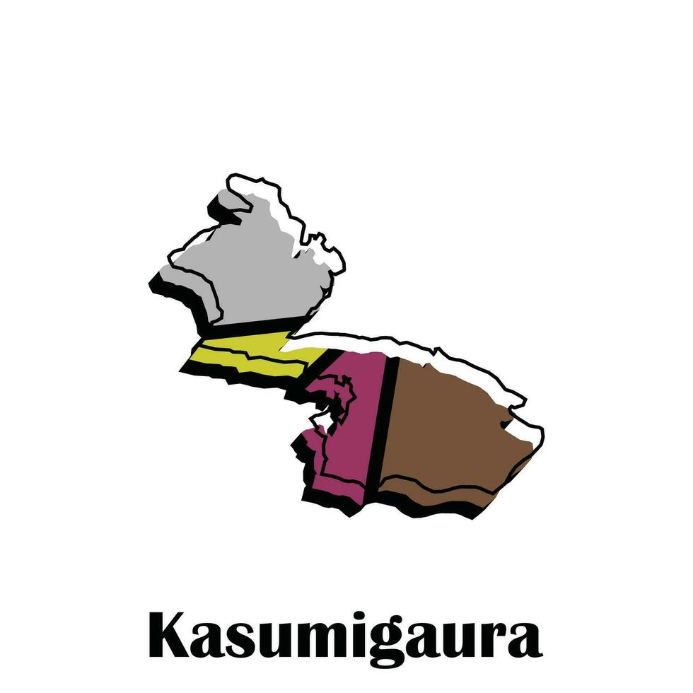 Kasumigaura City of Japan map vector illustration, vector template with outline graphic sketch ...