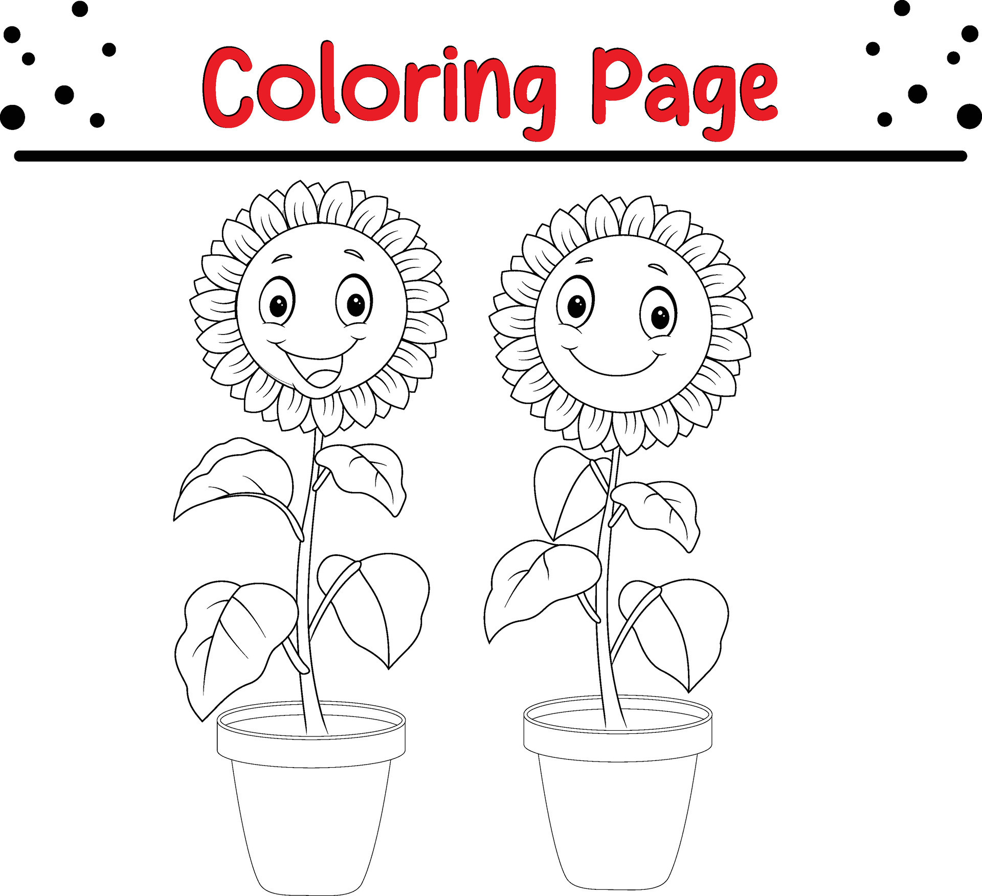 Coloring page happy sunflower 36529358 Vector Art at Vecteezy