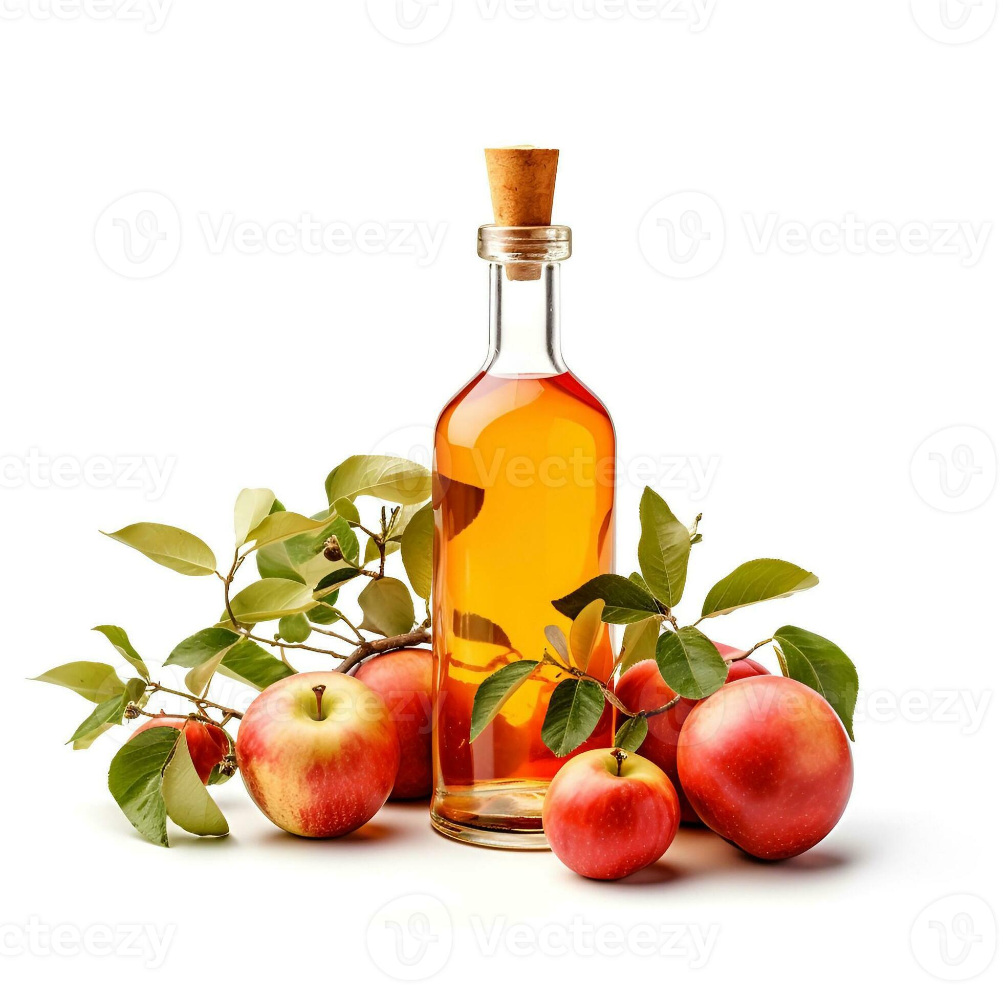 Bottle apple cider vinegar and fresh apples in white backgrounds. Ai generative 36537523 Stock ...