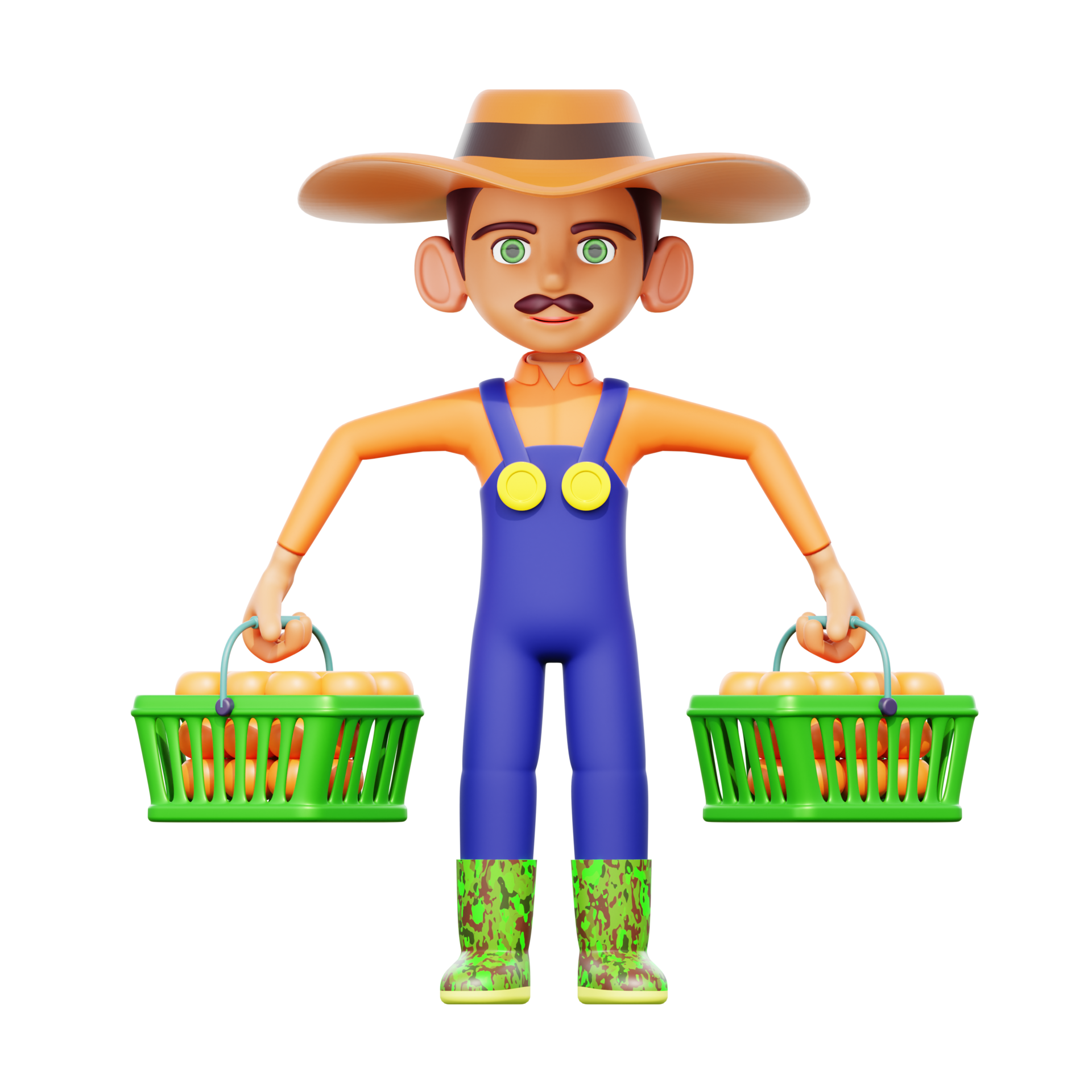 Male Farmer Holding Fruit Basket 36553665 Png