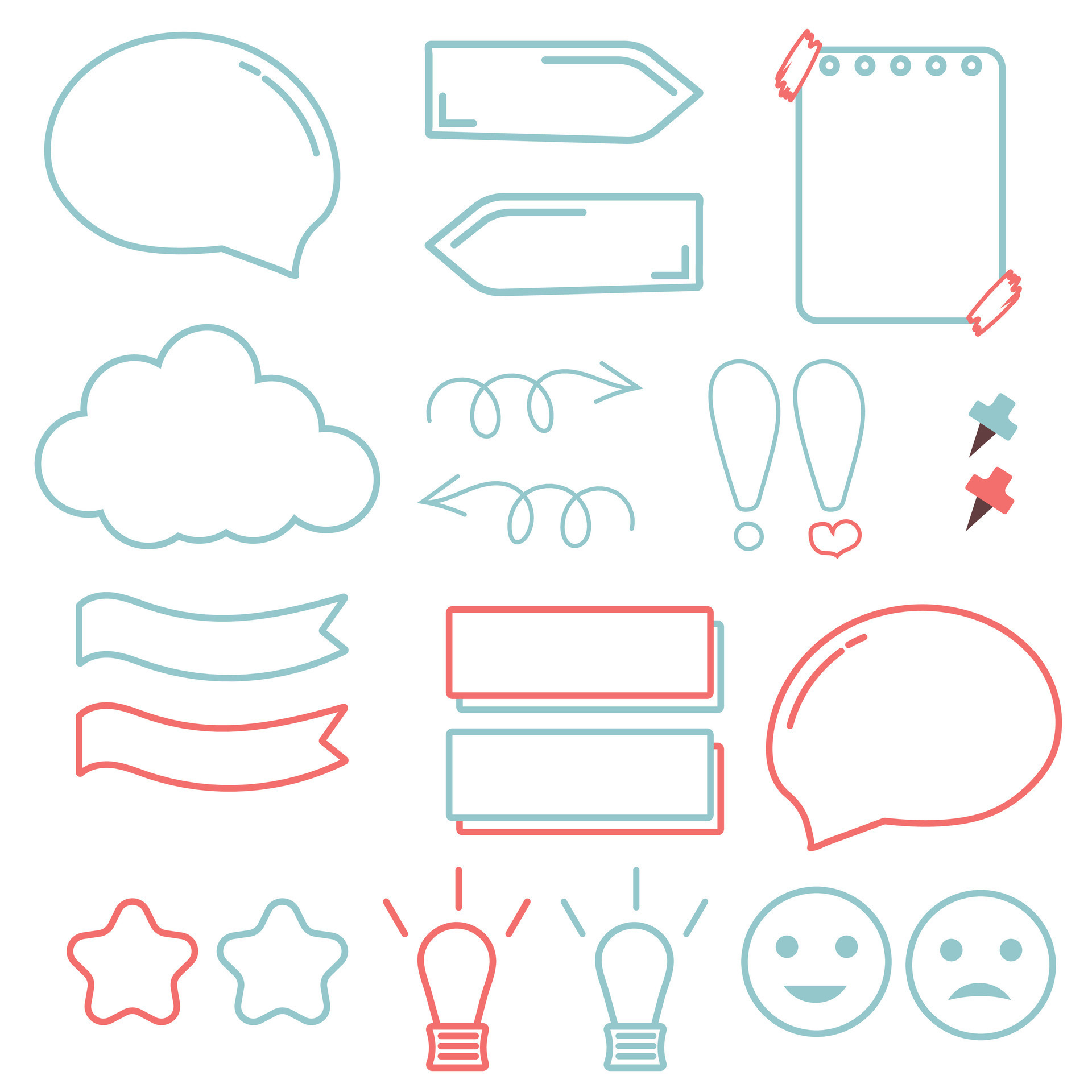 Set Of Cute Hand Drawn Doodle Text Box With Speech Bubble Text Box Icon