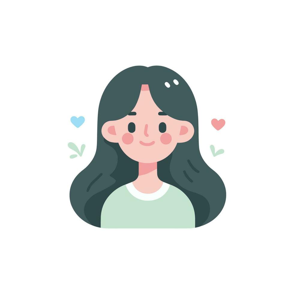 Cute Girl Flat Vector Illustration 36556999 Vector Art At Vecteezy