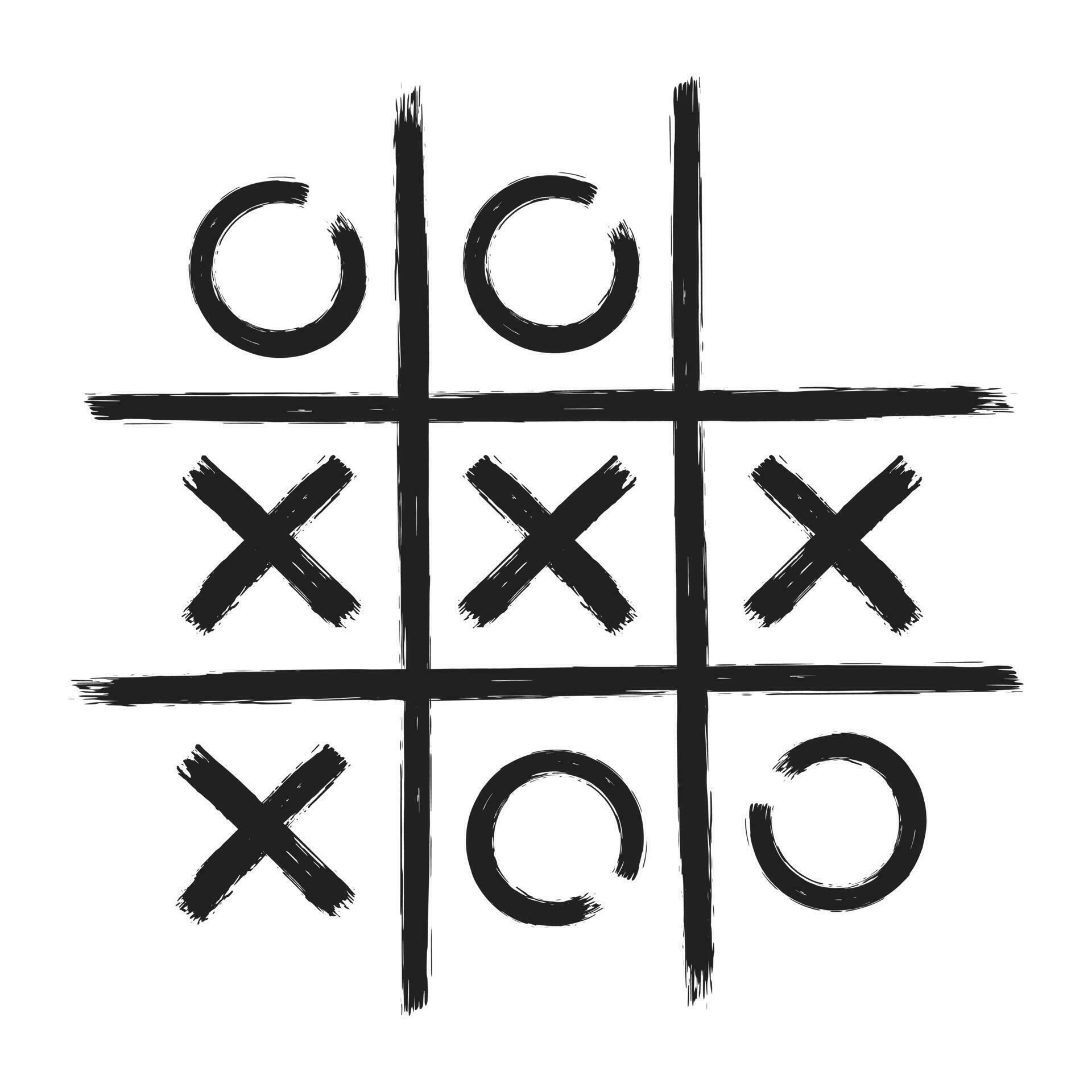 Tic Tac Toe Xo Game Hand Drawn Grid Doodle Template Vector Illustration 36580762 Vector Art At