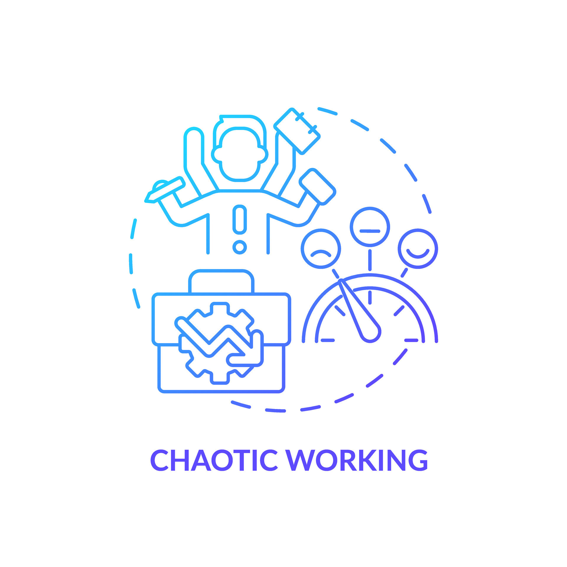 2d Gradient Chaotic Working Icon Simple Isolated Vector Thin Line Illustration Representing