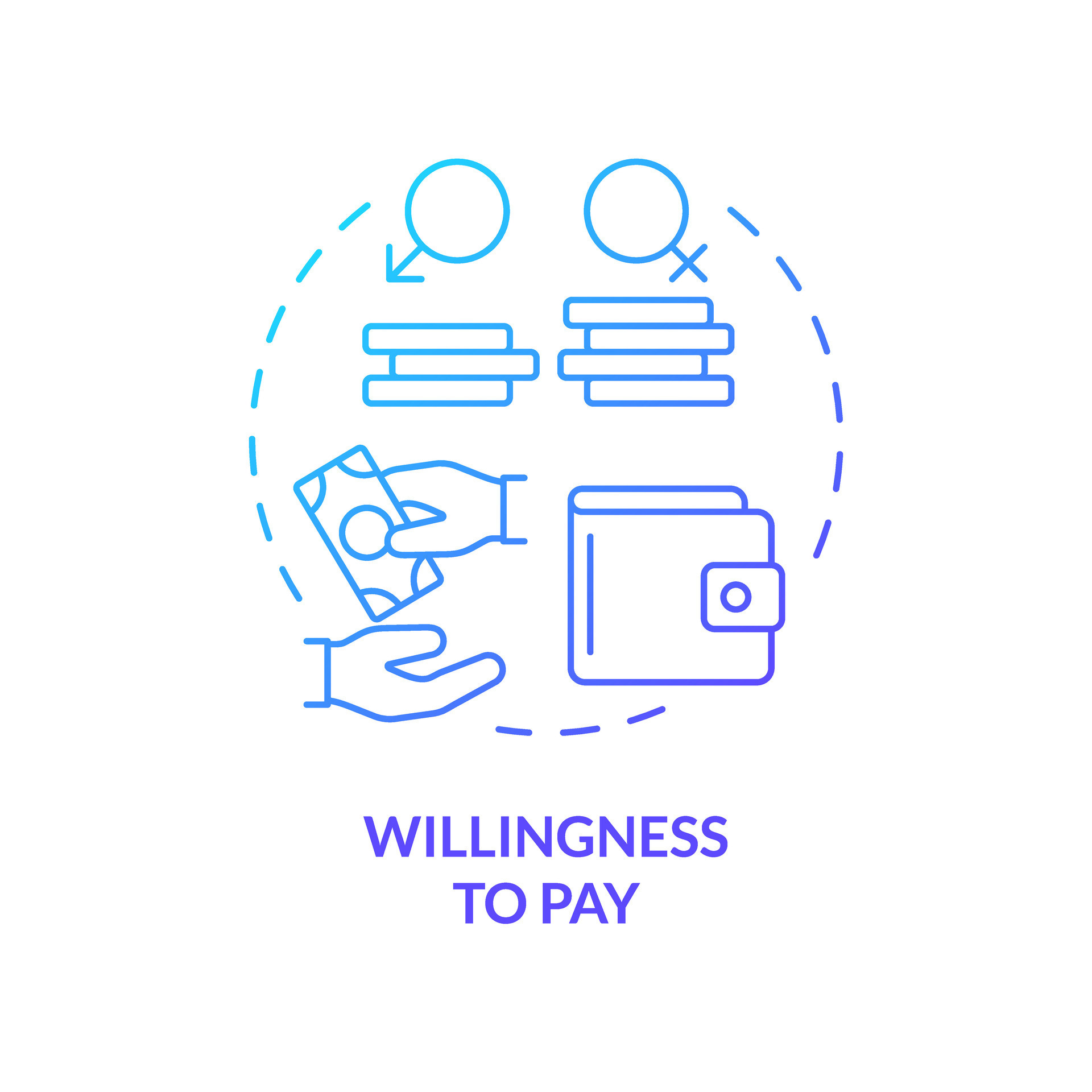 2D gradient willingness to pay icon, isolated creative vector, thin ... 2D gradient willingness to pay icon, isolated creative vector, thin ...