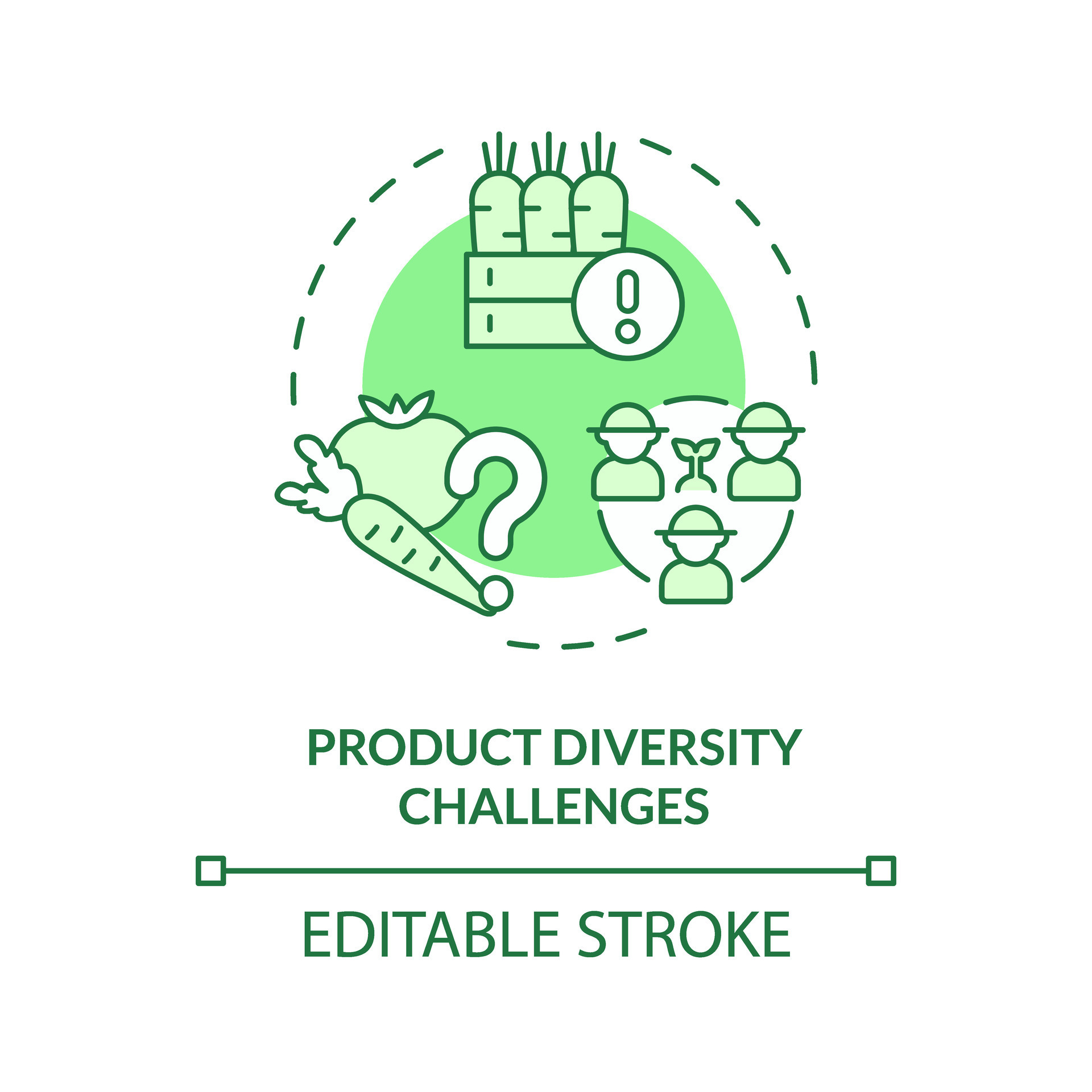2D editable green product diversity challenges icon, monochromatic ... 2D editable green product diversity challenges icon, monochromatic ...