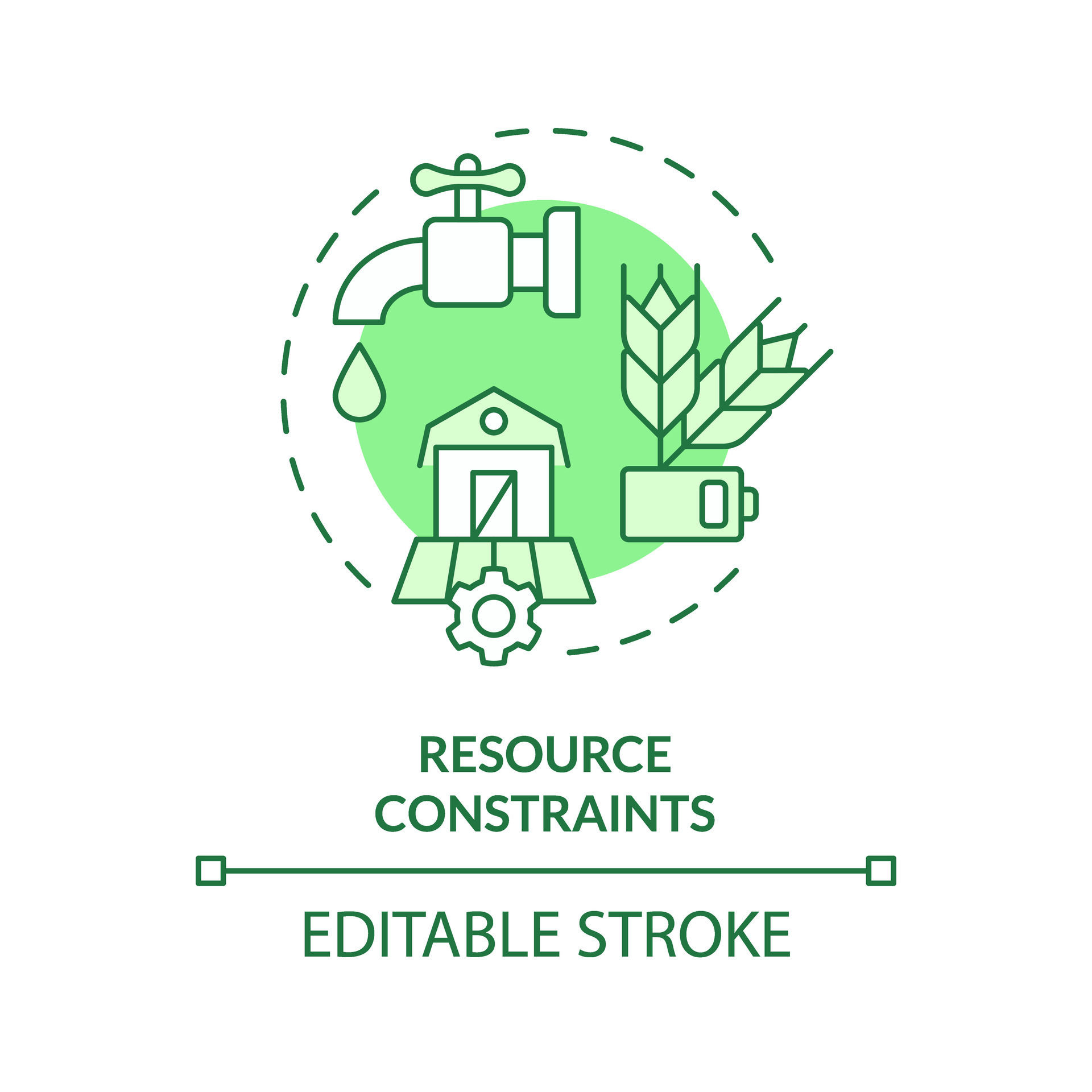 2d Editable Green Resource Constraints Icon Monochromatic Isolated Vector Thin Line