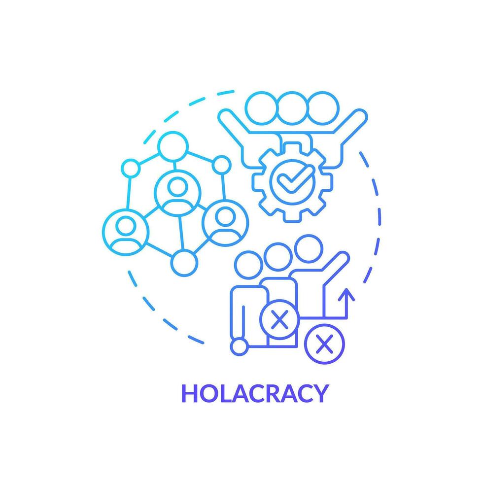 2D gradient holacracy icon, simple isolated vector, thin line illustration representing ...