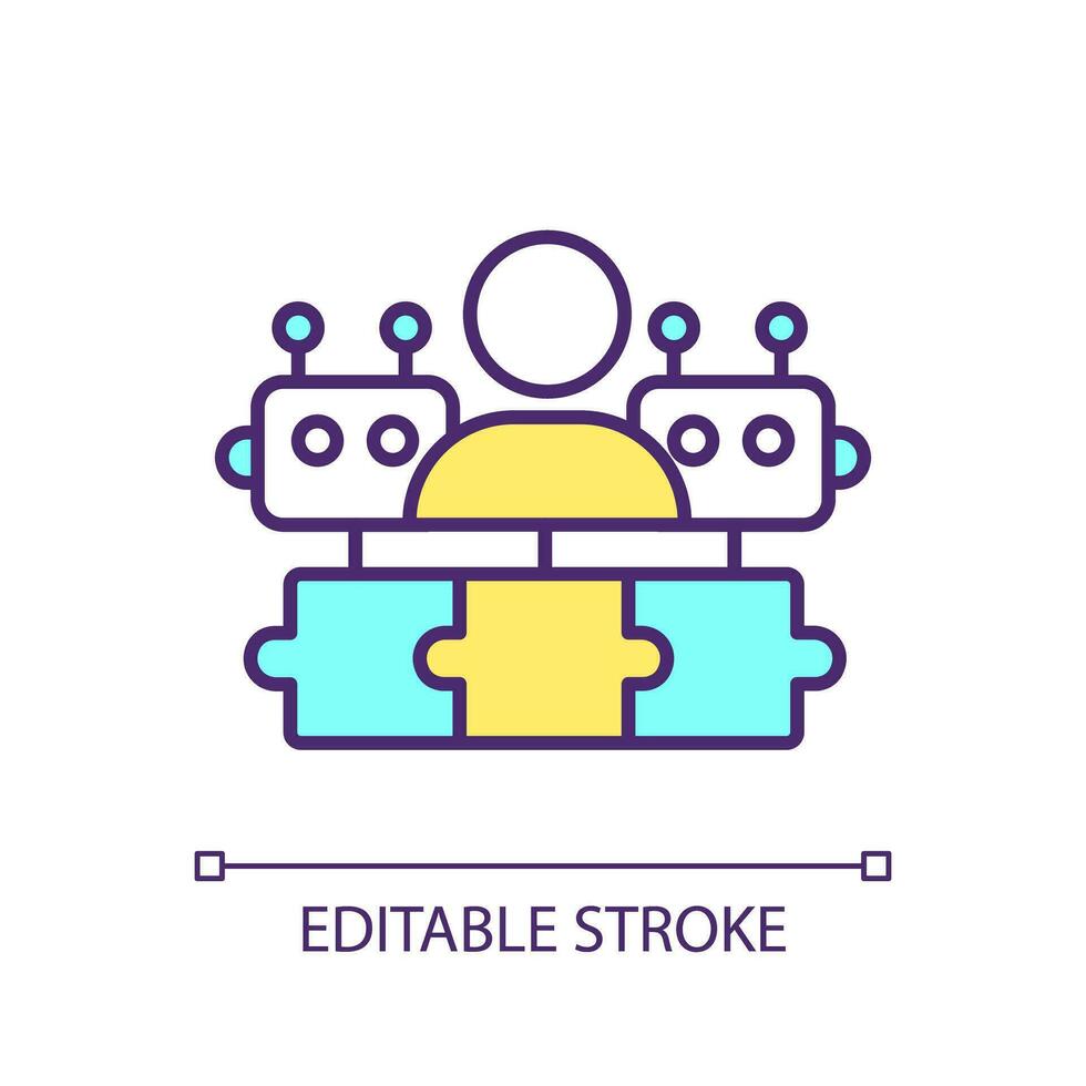 2d Simple Editable Human Collaboration Icon Representing Cognitive