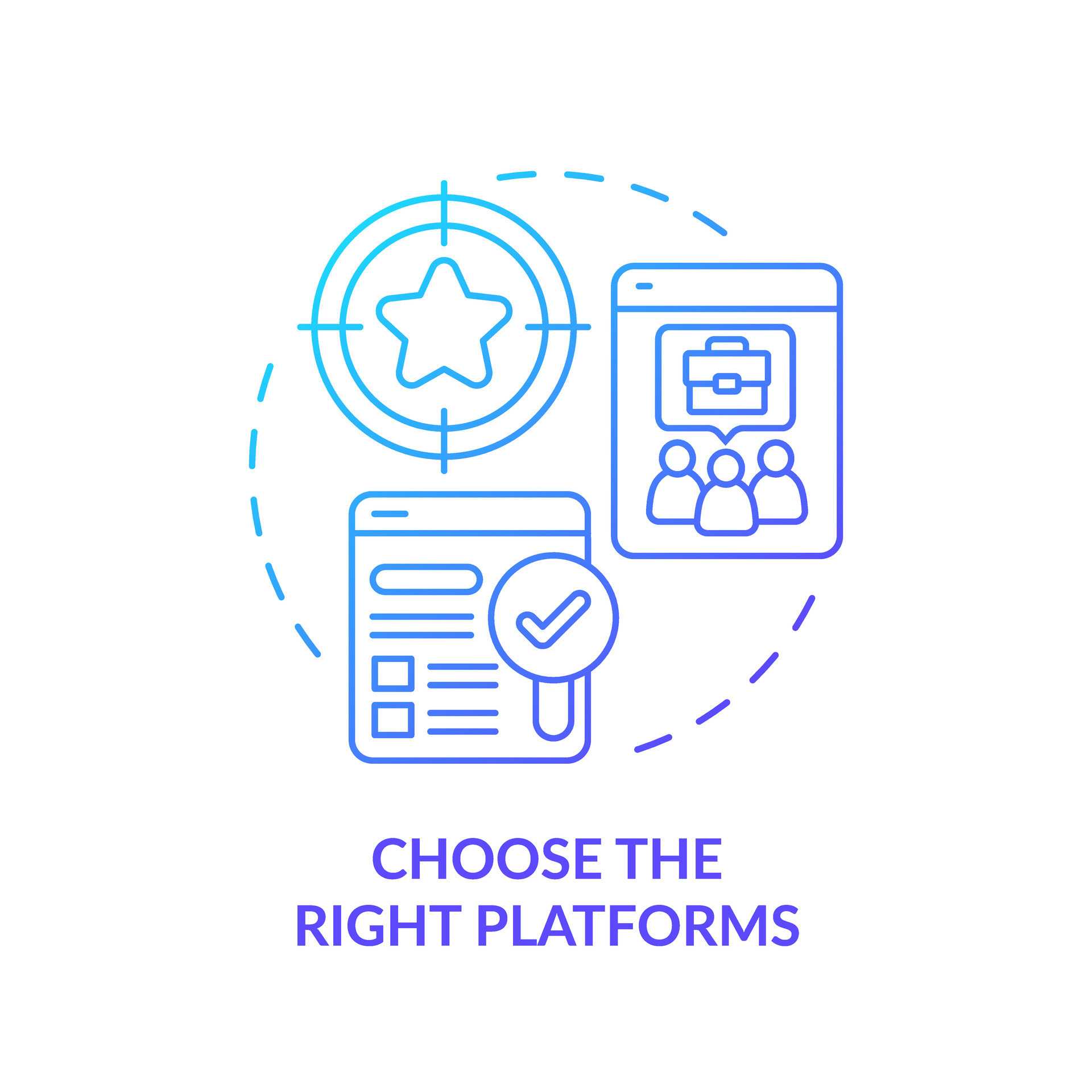 2D gradient choose the right platforms icon, simple isolated vector, thin line illustration ...