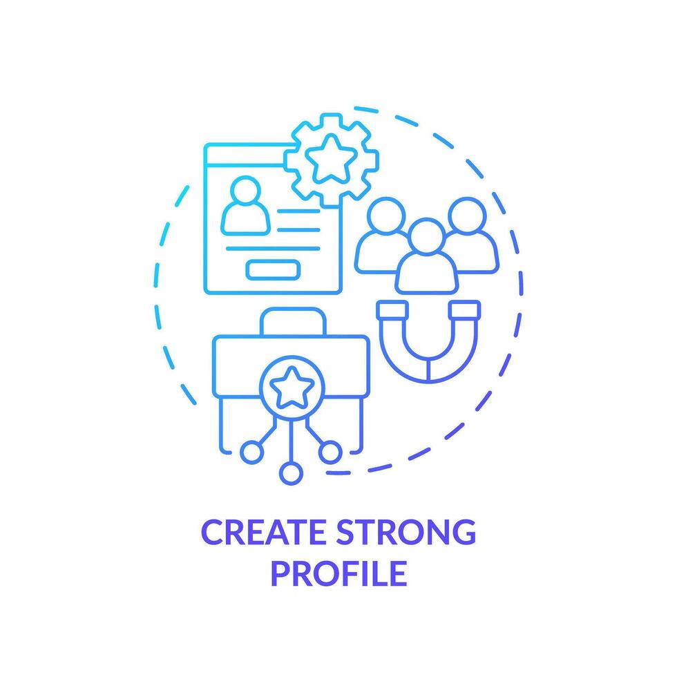 2D gradient create strong profile icon, simple isolated vector, thin ... 2D gradient create strong profile icon, simple isolated vector, thin ...