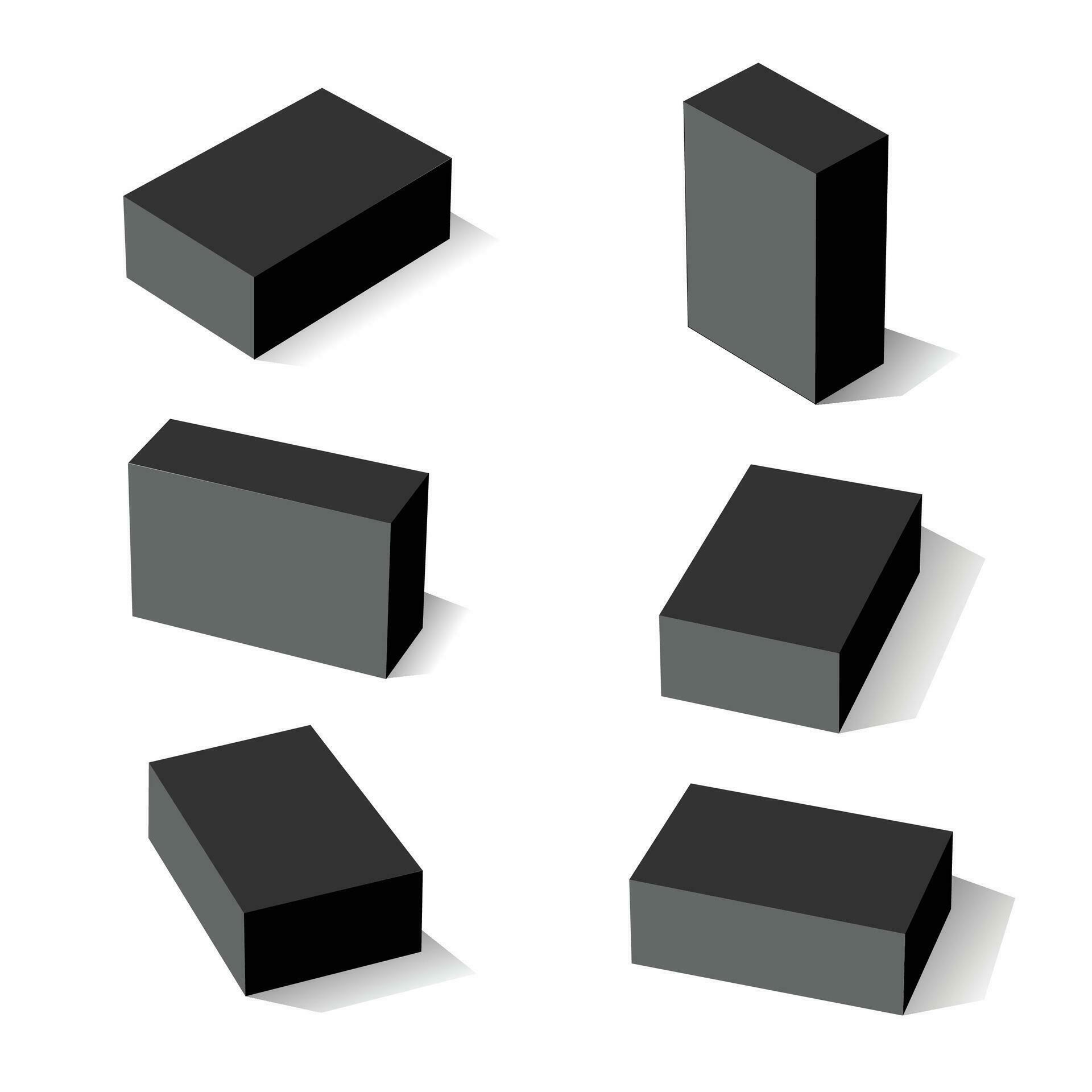 Rectangle white boxes, 3D rendering with shadows. Box set for packaging ...
