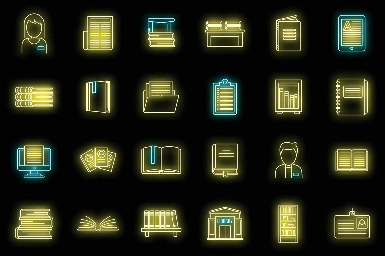 University library icons set vector neon 36587436 Vector Art at Vecteezy