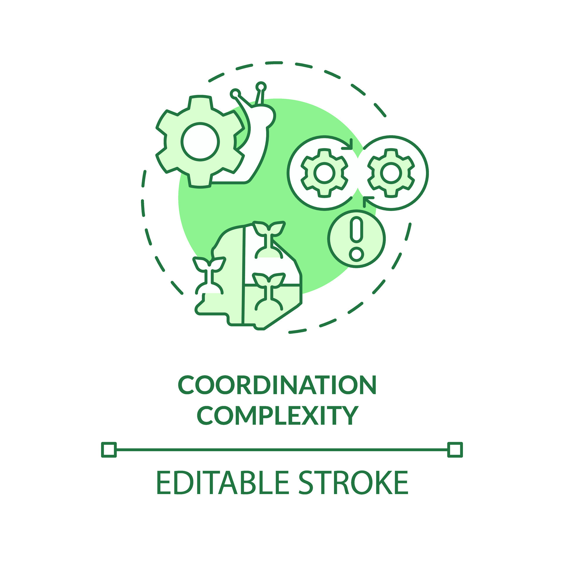 2d Editable Green Coordination Complexity Icon Monochromatic Isolated