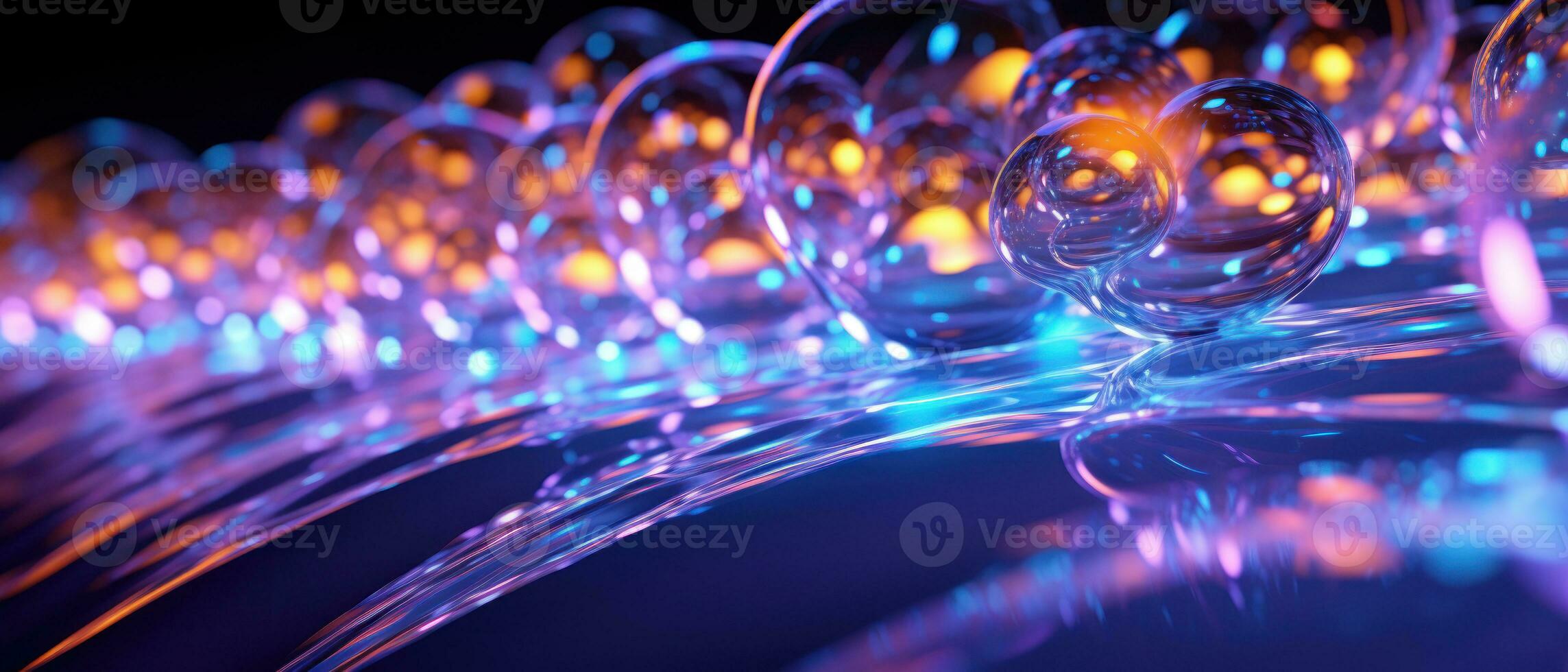 AI generated Mesmerizing close-up of water bubbles against a dark ...