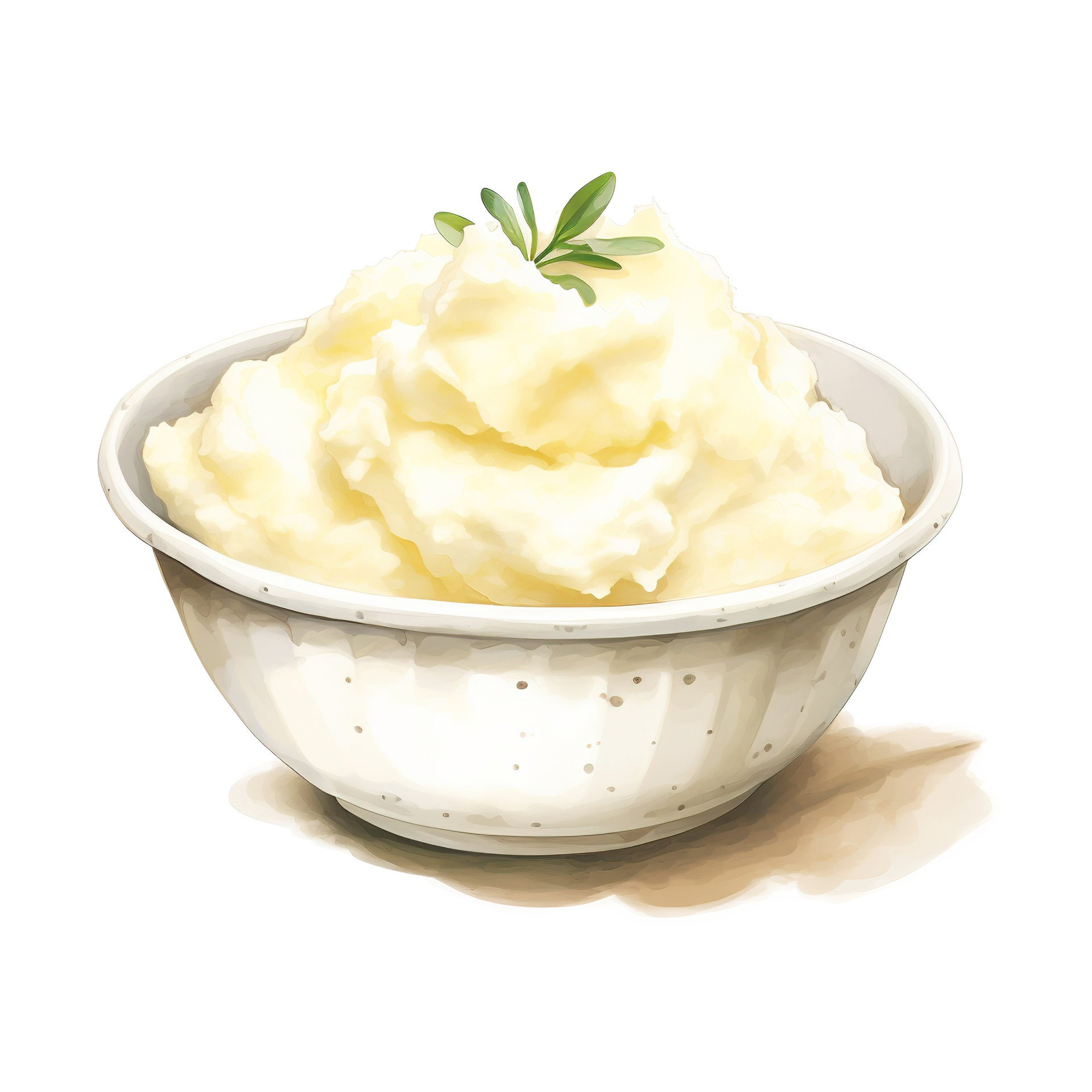 Ai Generated Mashed Potatoes Foods Illustration Watercolor Style Ai