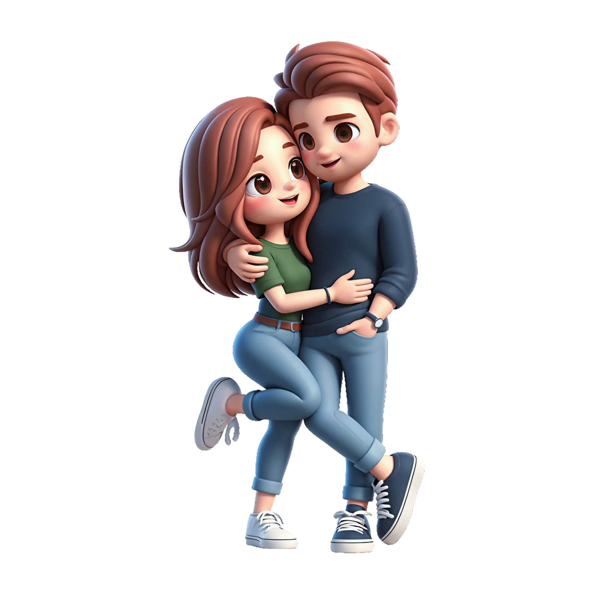 AI generated Couple of lovers in cartoon style on transparent background. 36619706 PNG