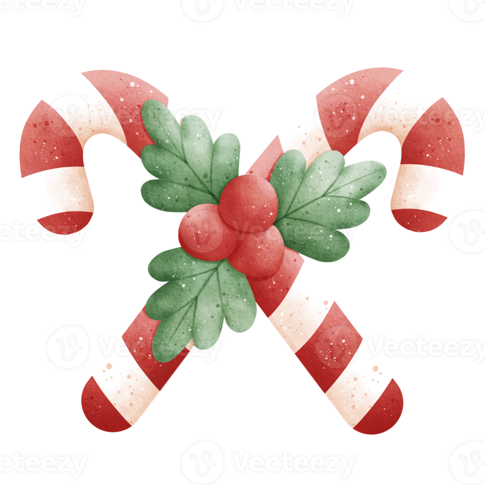 Watercolor Christmas Candy Cane Illustration 36619807 PNG