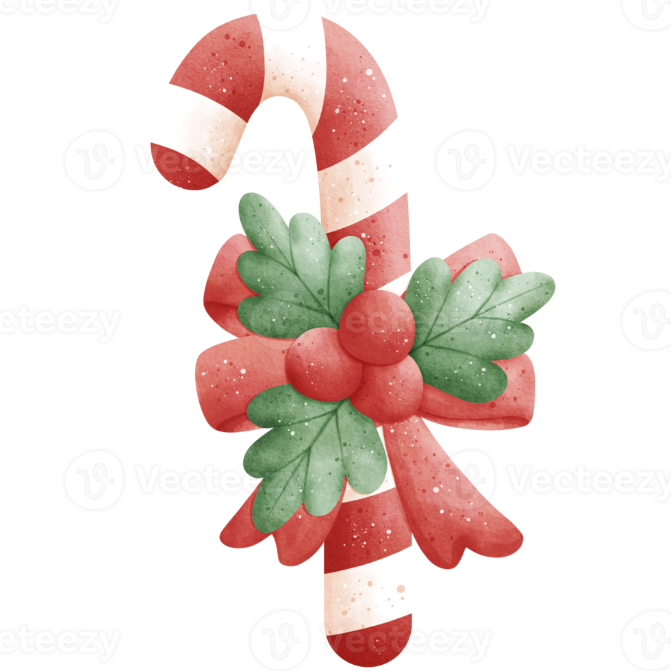 Watercolor Christmas Candy Cane Illustration 36619835 PNG