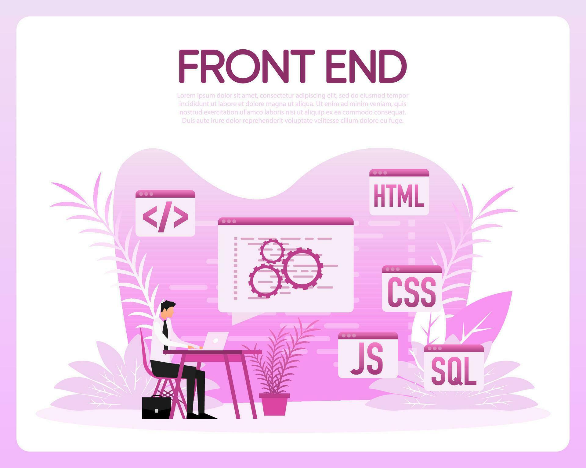 Front end. Software development. Programming code. Vector illustration. 36668289 Vector Art at ...