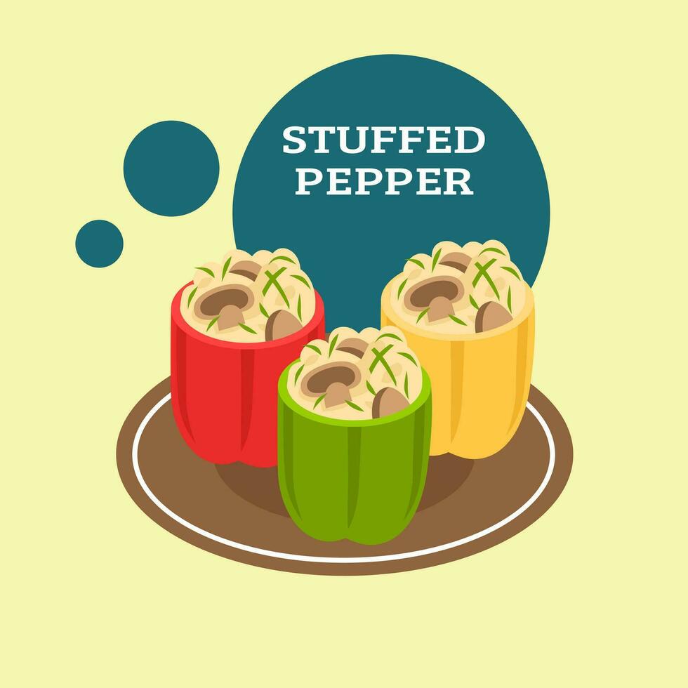 Stuffed Peppers Vector Illustration 36669715 Vector Art At Vecteezy