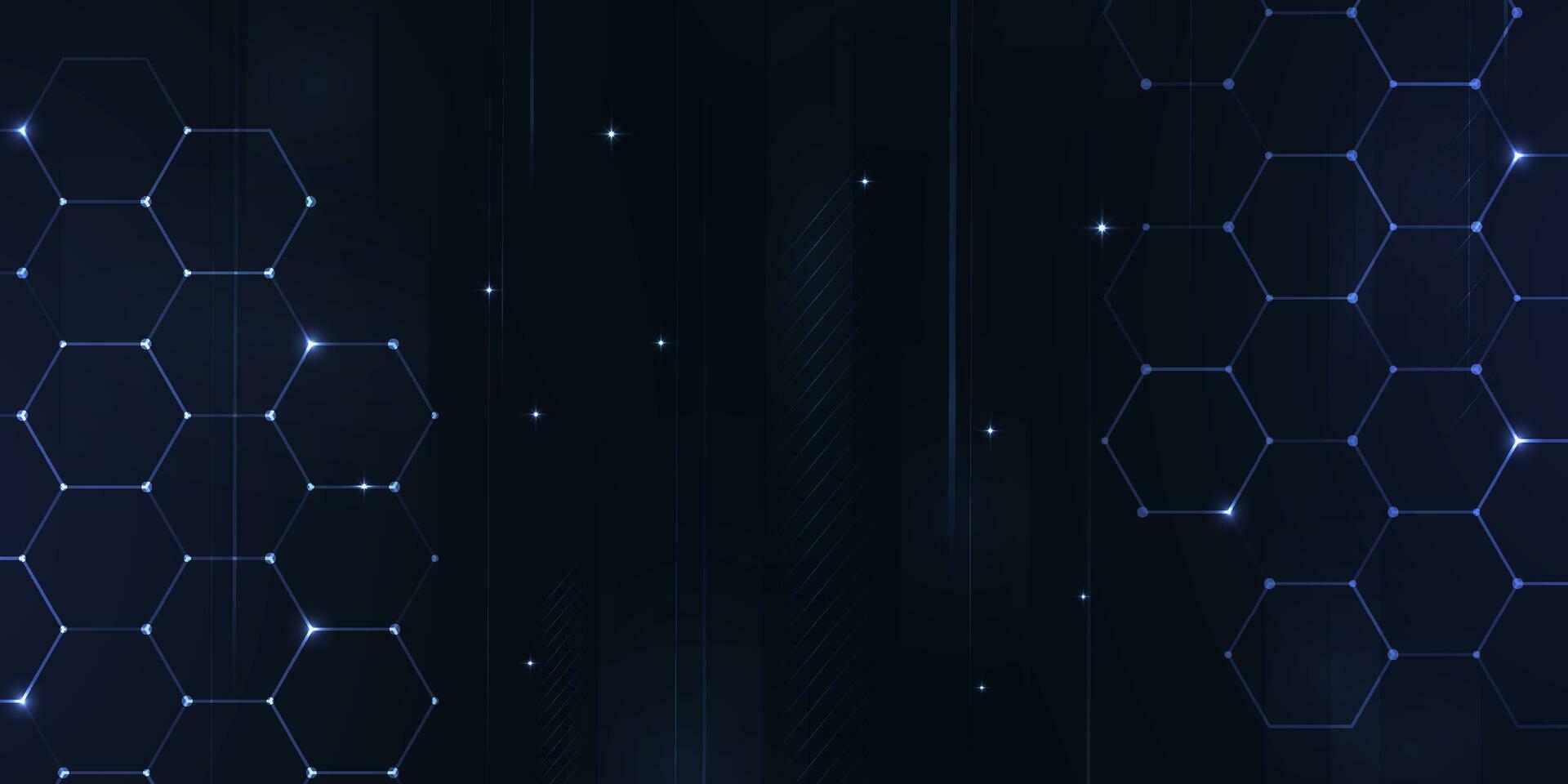 Digital Technology Futuristic Internet Network Connection Dark Black Background Blue Abstract