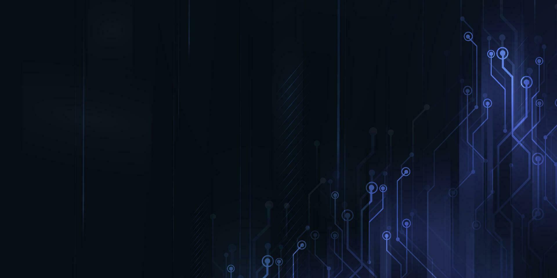 Digital Technology Futuristic Internet Network Connection Dark Black Background Blue Abstract