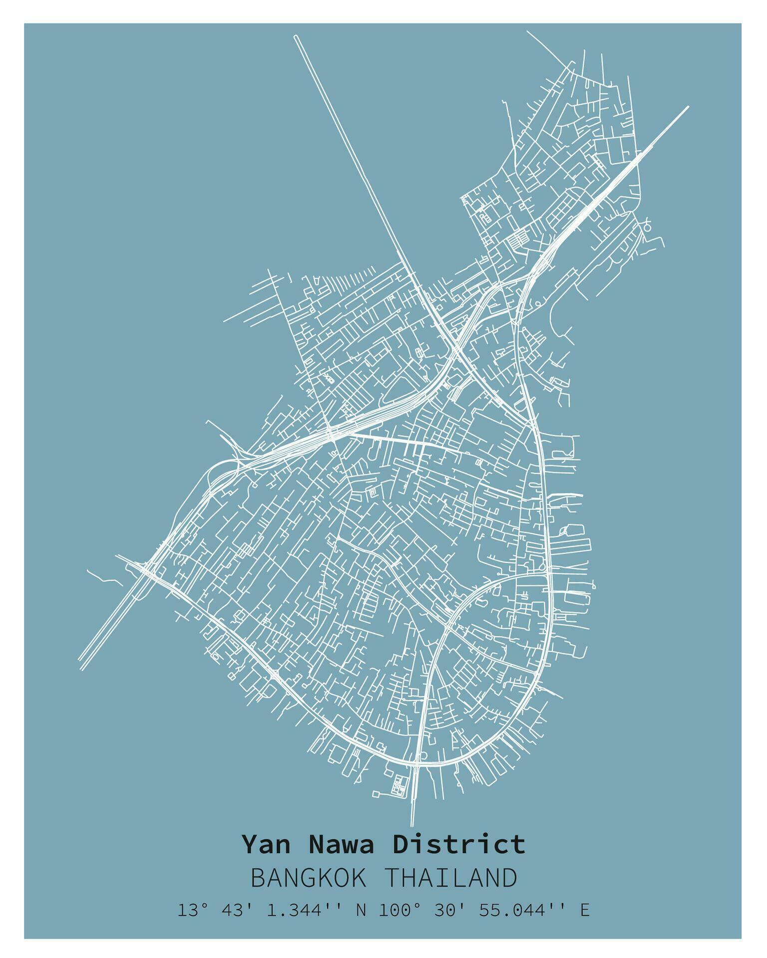 Street map of Yan Nawa District Bangkok,THAILAND 36671450 Vector Art at Vecteezy