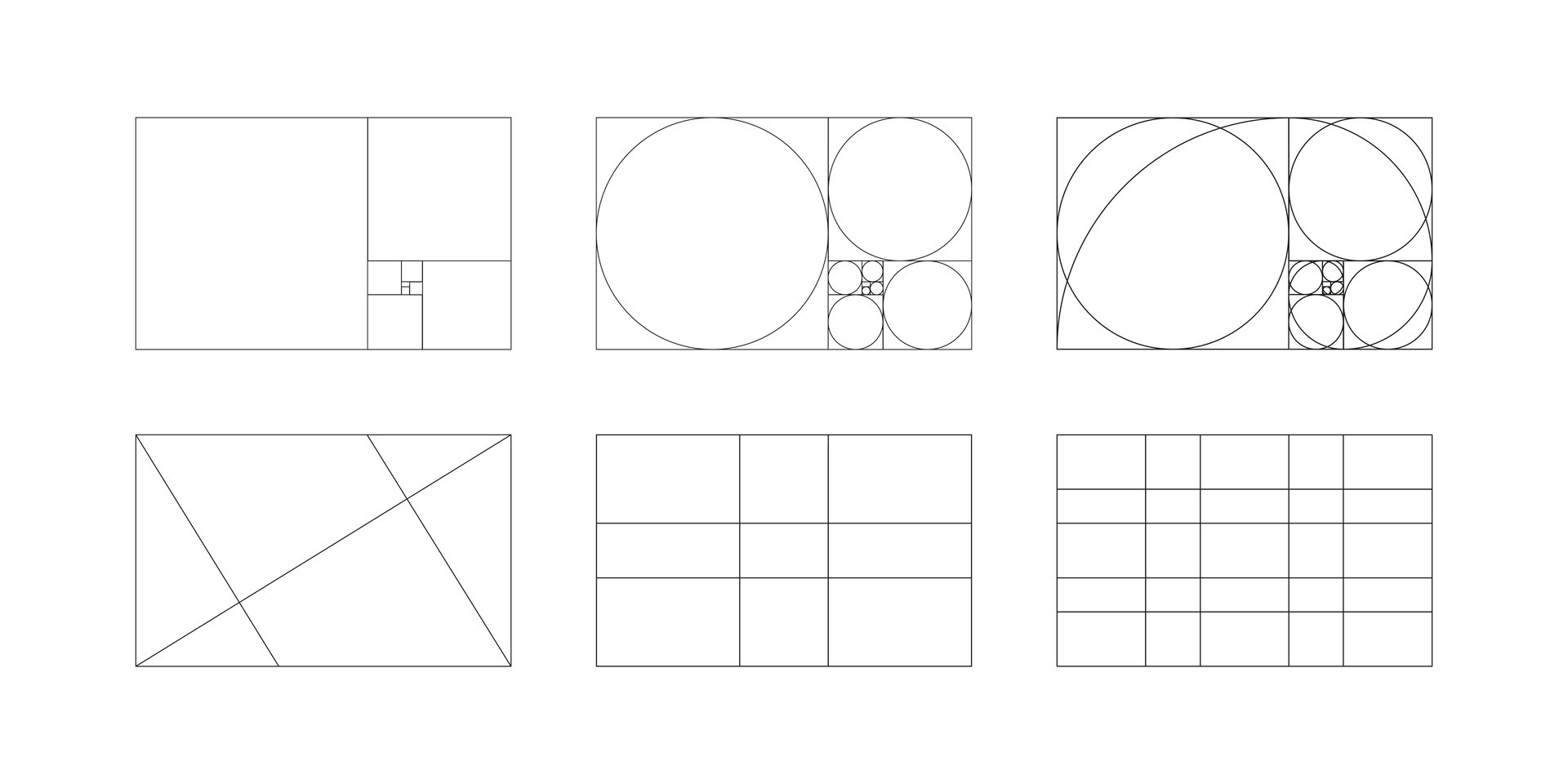 Golden ratio template. Method golden section. Harmony proportions ...